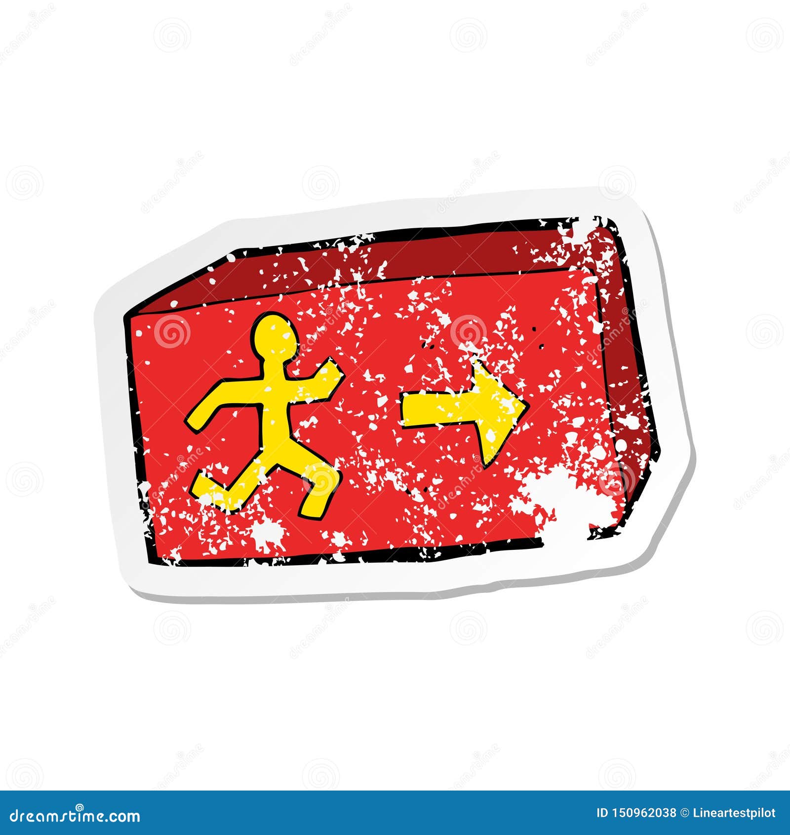 A Creative Retro Distressed Sticker of a Cartoon Exit Sign Stock Vector ...