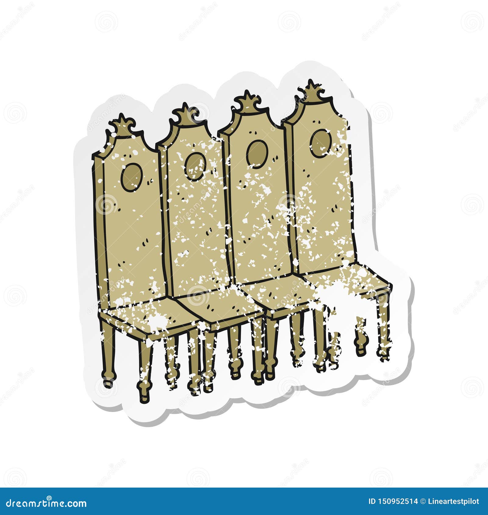 A Creative Retro Distressed Sticker of a Cartoon Fancy Chairs Stock ...