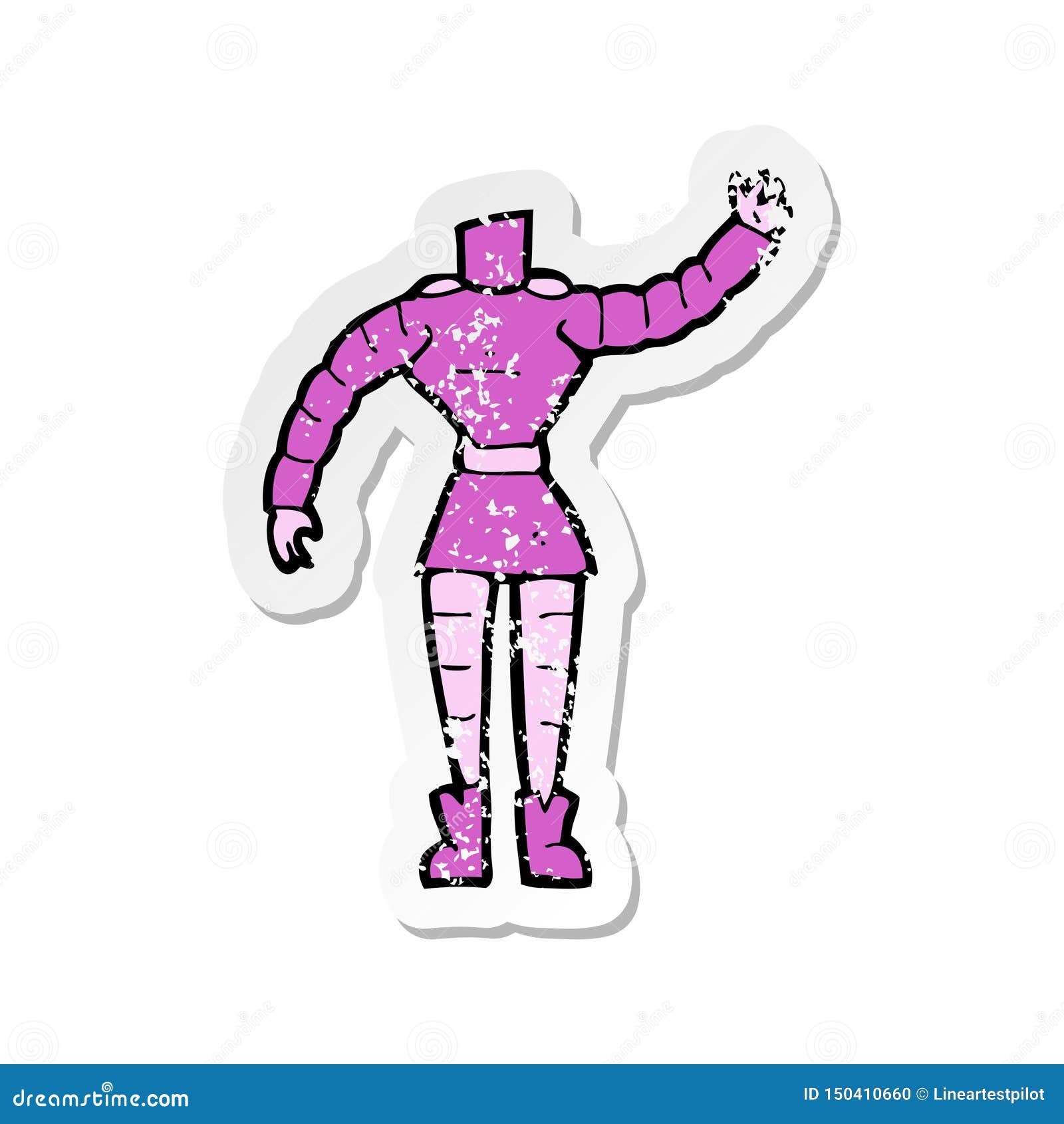Retro Distressed Sticker of a Cartoon Female Robot Body Stock Vector ... Retro Distressed Sticker of a Cartoon Female Robot Body Stock Vector ...