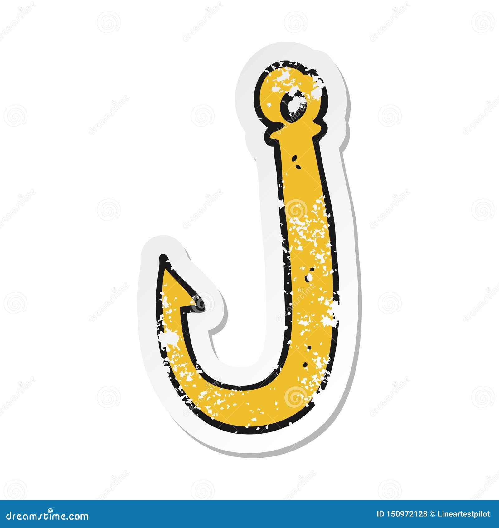 A Creative Retro Distressed Sticker of a Cartoon Fish Hook Stock Vector ...