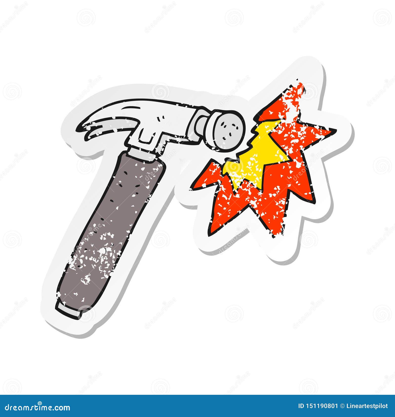 A Creative Retro Distressed Sticker of a Cartoon Hammer Stock Vector ...