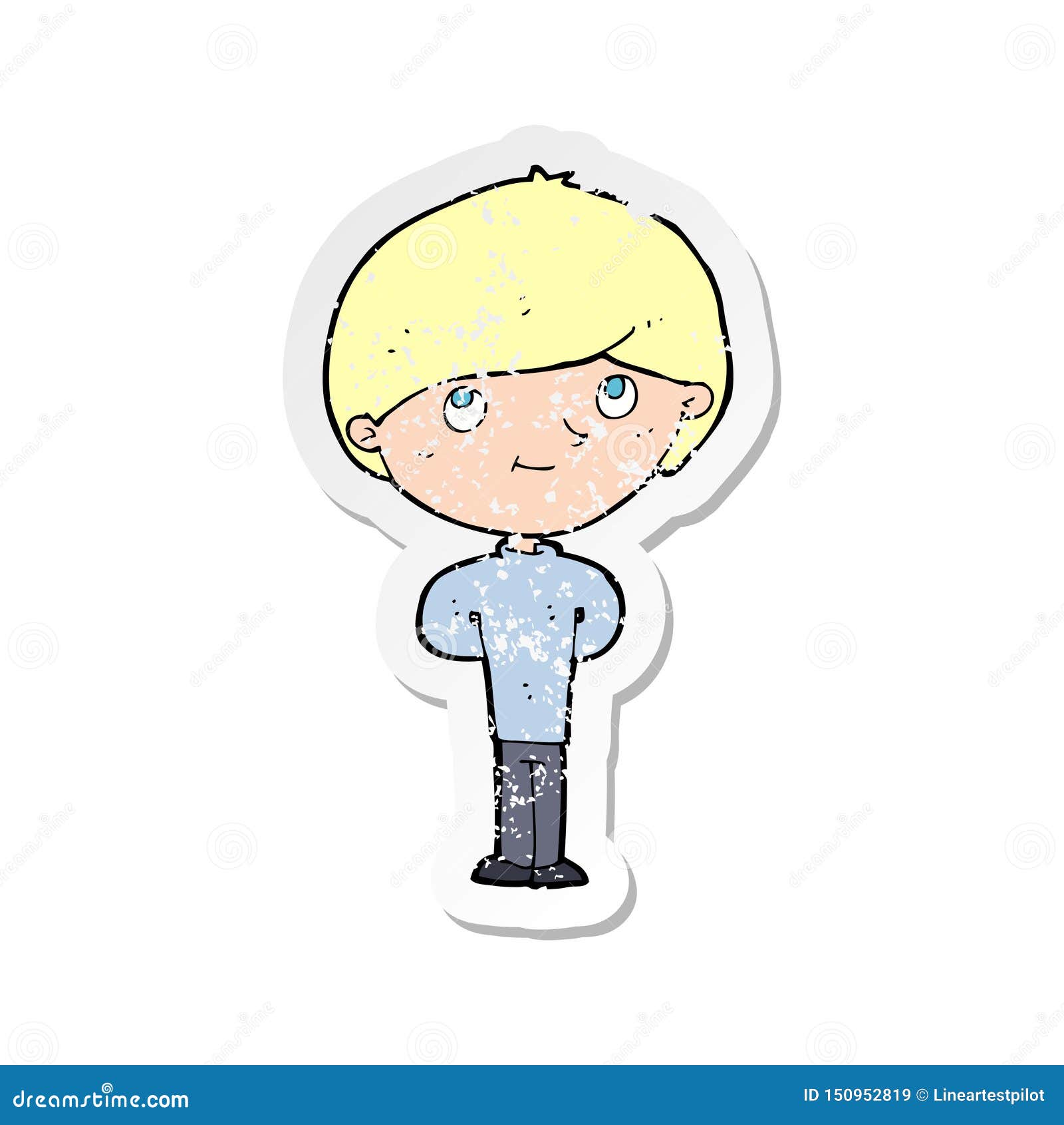 A Creative Retro Distressed Sticker of a Cartoon Happy Boy Stock Vector ...