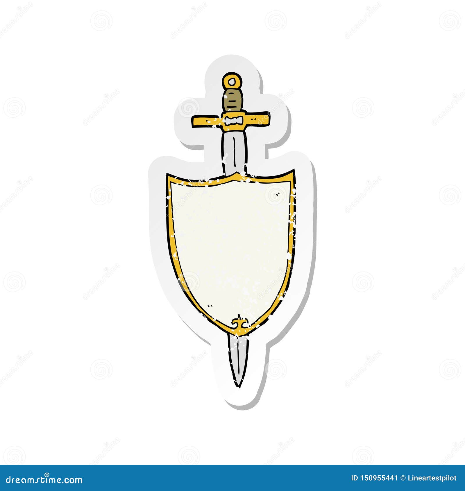 A Creative Retro Distressed Sticker of a Cartoon Heraldic Shield Stock ...