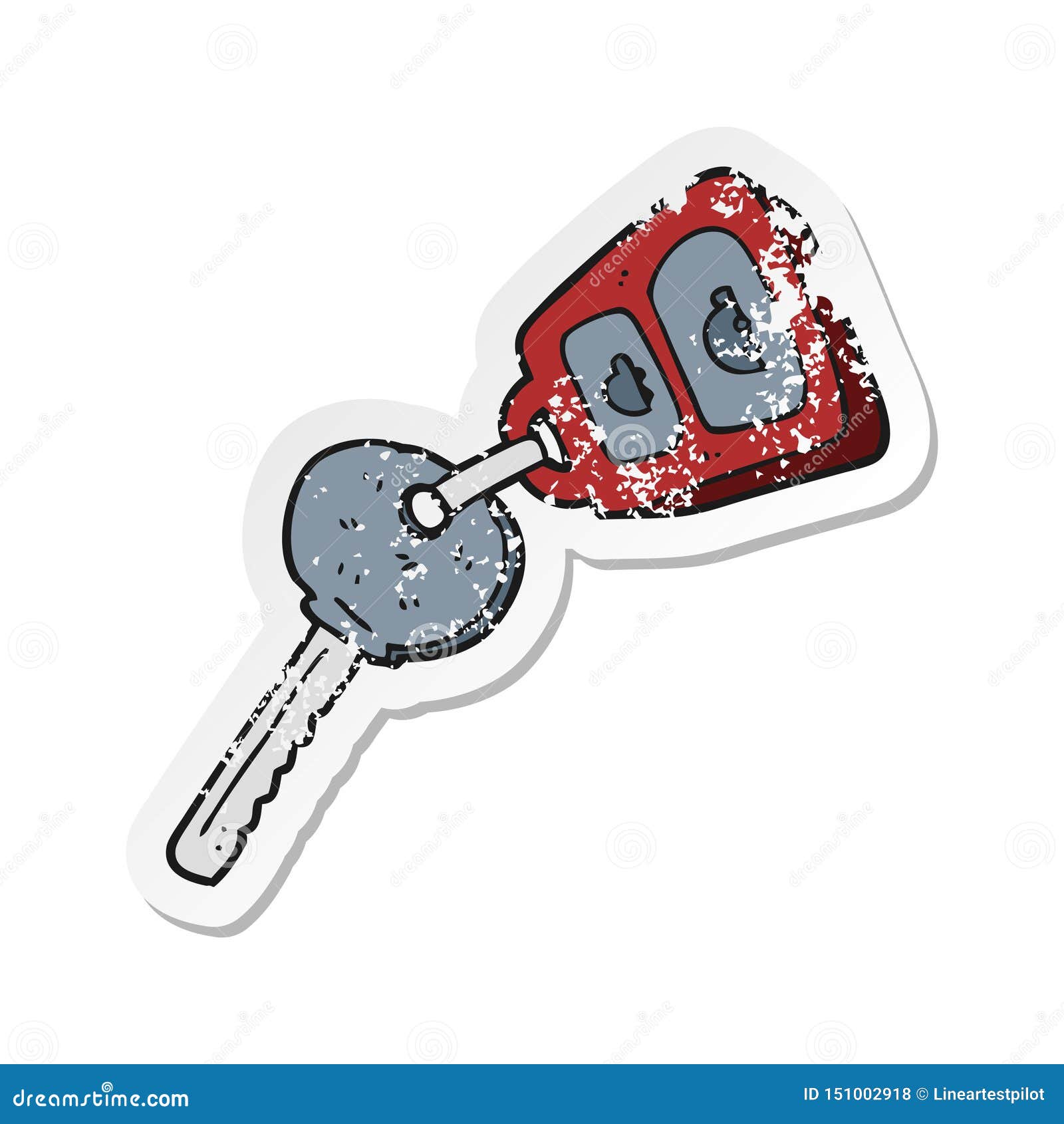A Creative Retro Distressed Sticker of a Cartoon Key Stock Vector ...