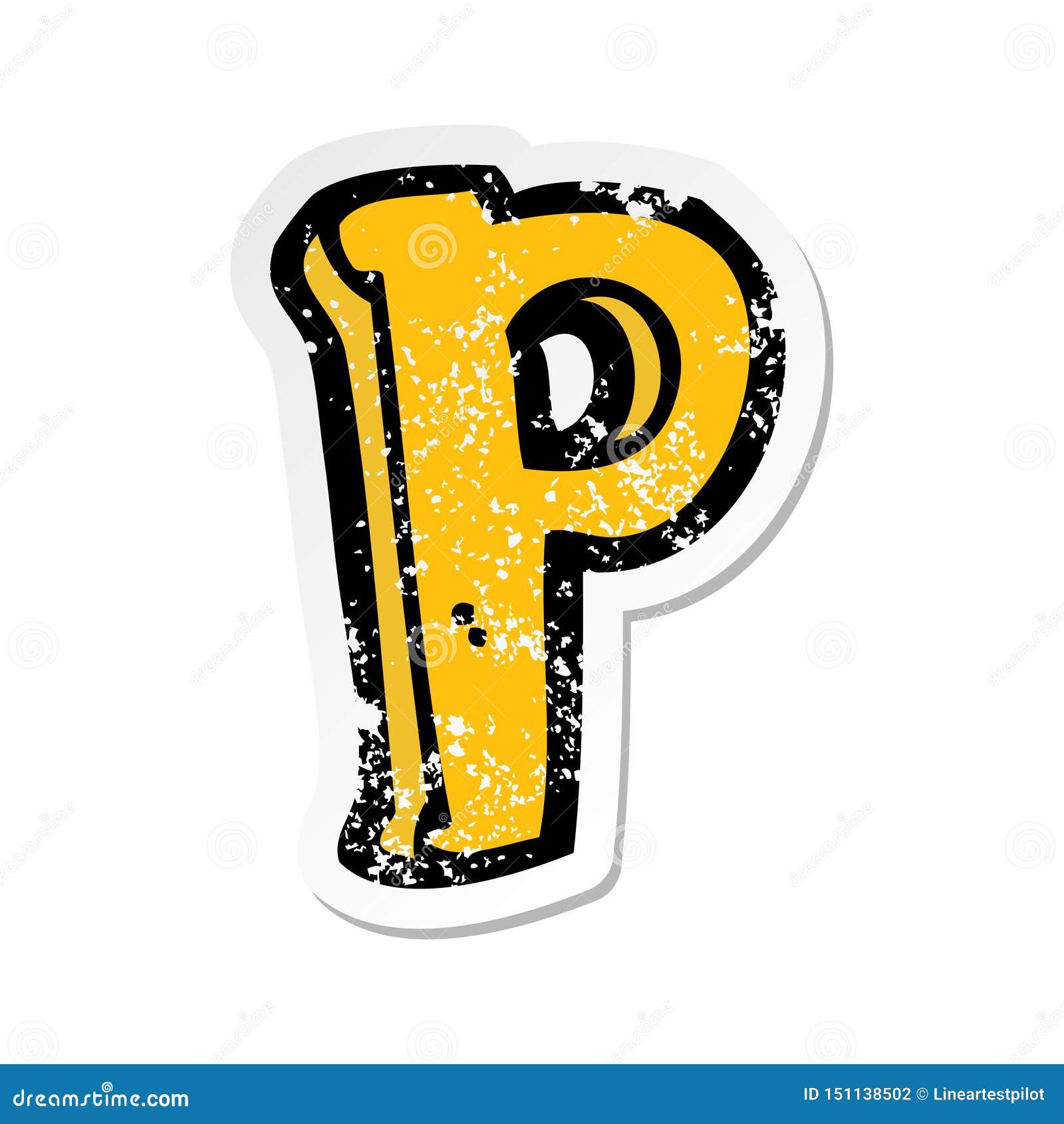 A Creative Retro Distressed Sticker of a Cartoon Letter P Stock Vector ...