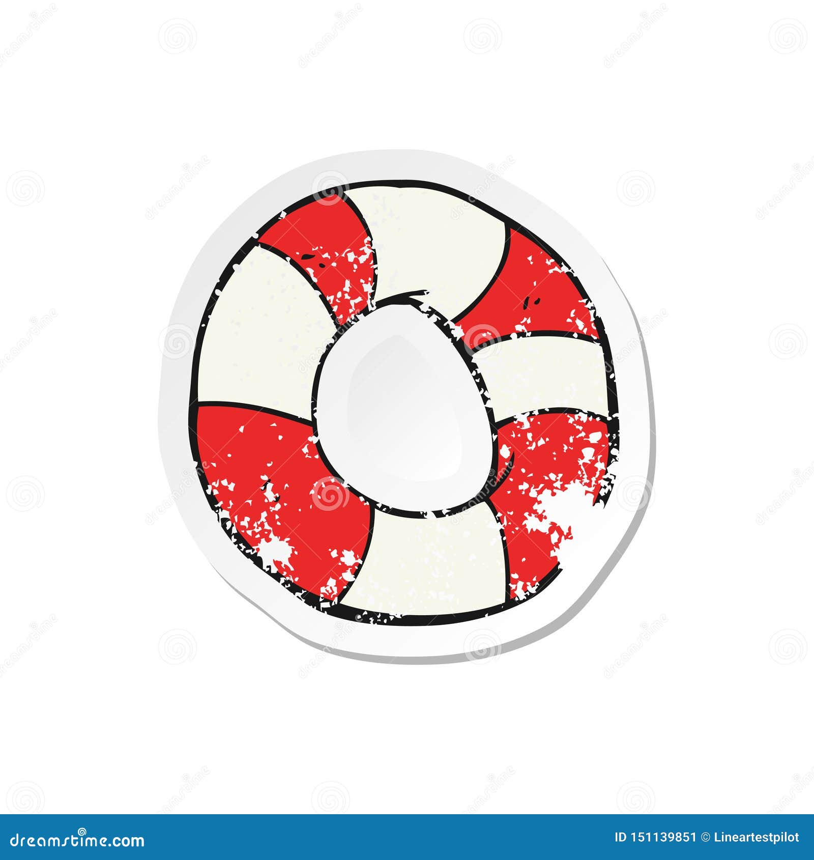 A Creative Retro Distressed Sticker of a Cartoon Life Ring Stock Vector ...