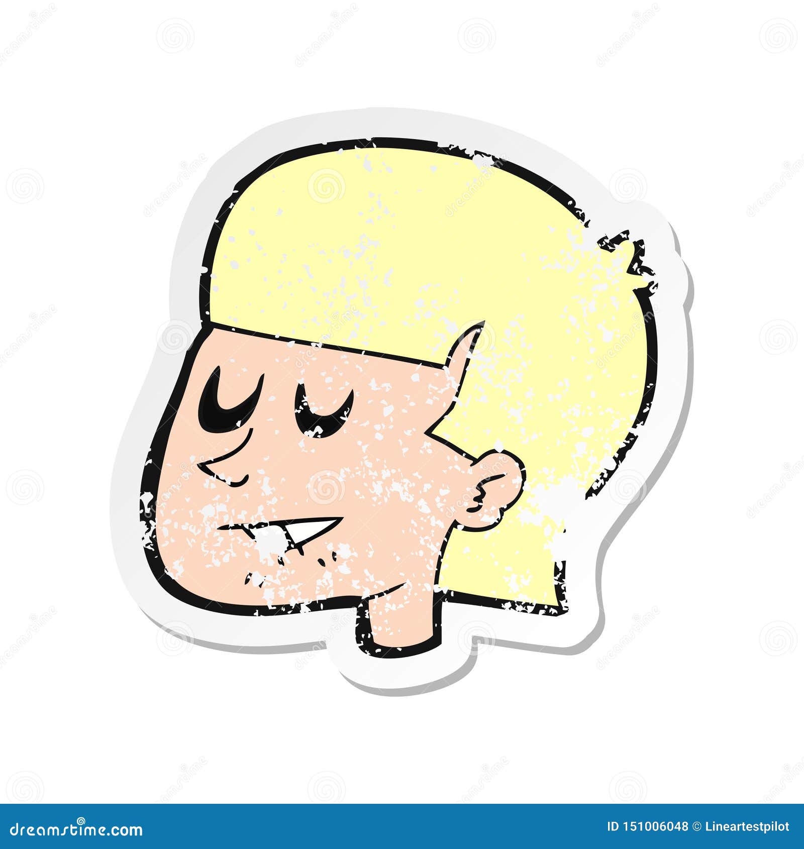 A Creative Retro Distressed Sticker of a Cartoon Man Biting Lip Stock ...