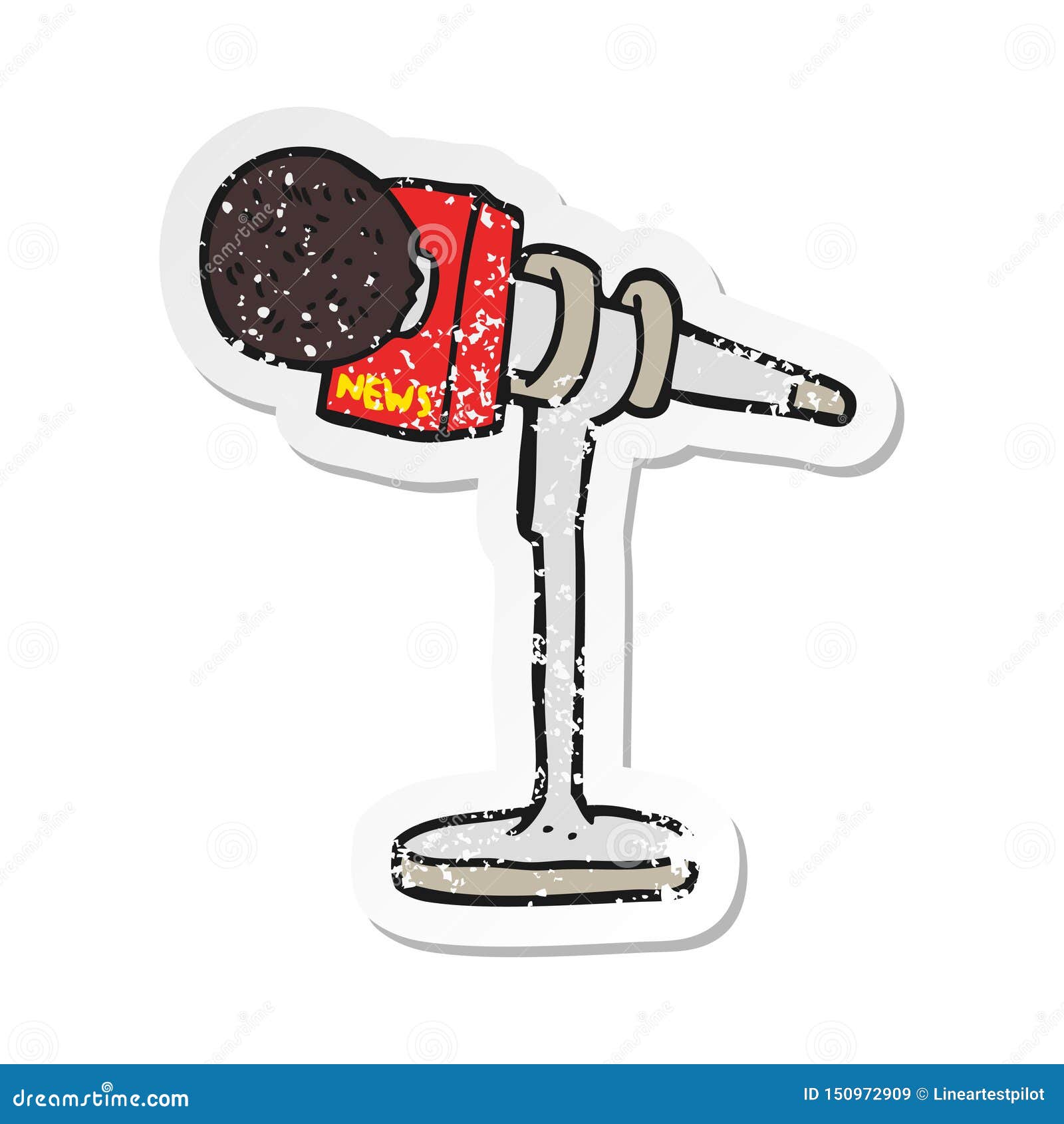 A Creative Retro Distressed Sticker of a Cartoon Microphone Stock ...