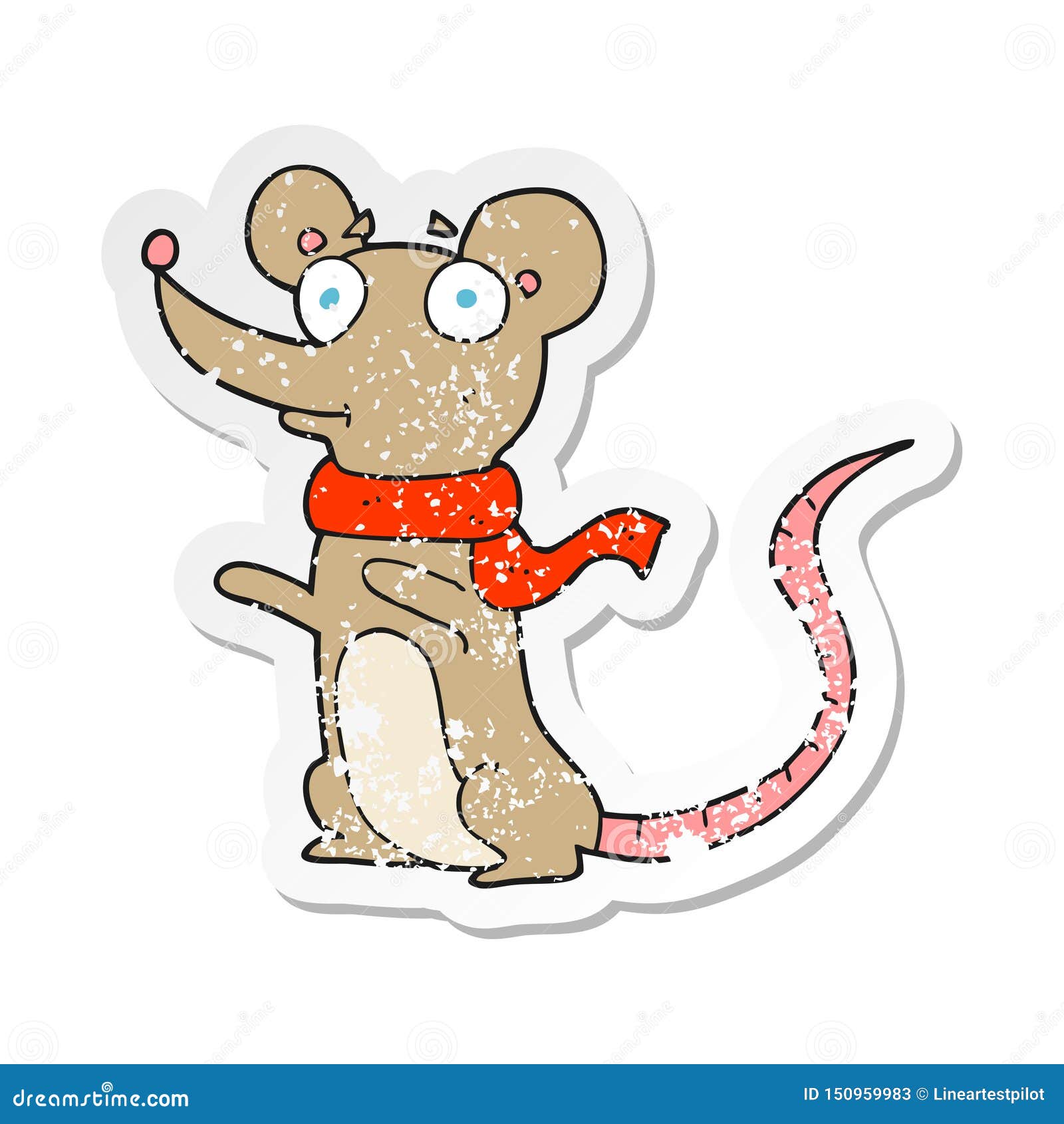 A Creative Retro Distressed Sticker of a Cartoon Mouse Stock Vector ...
