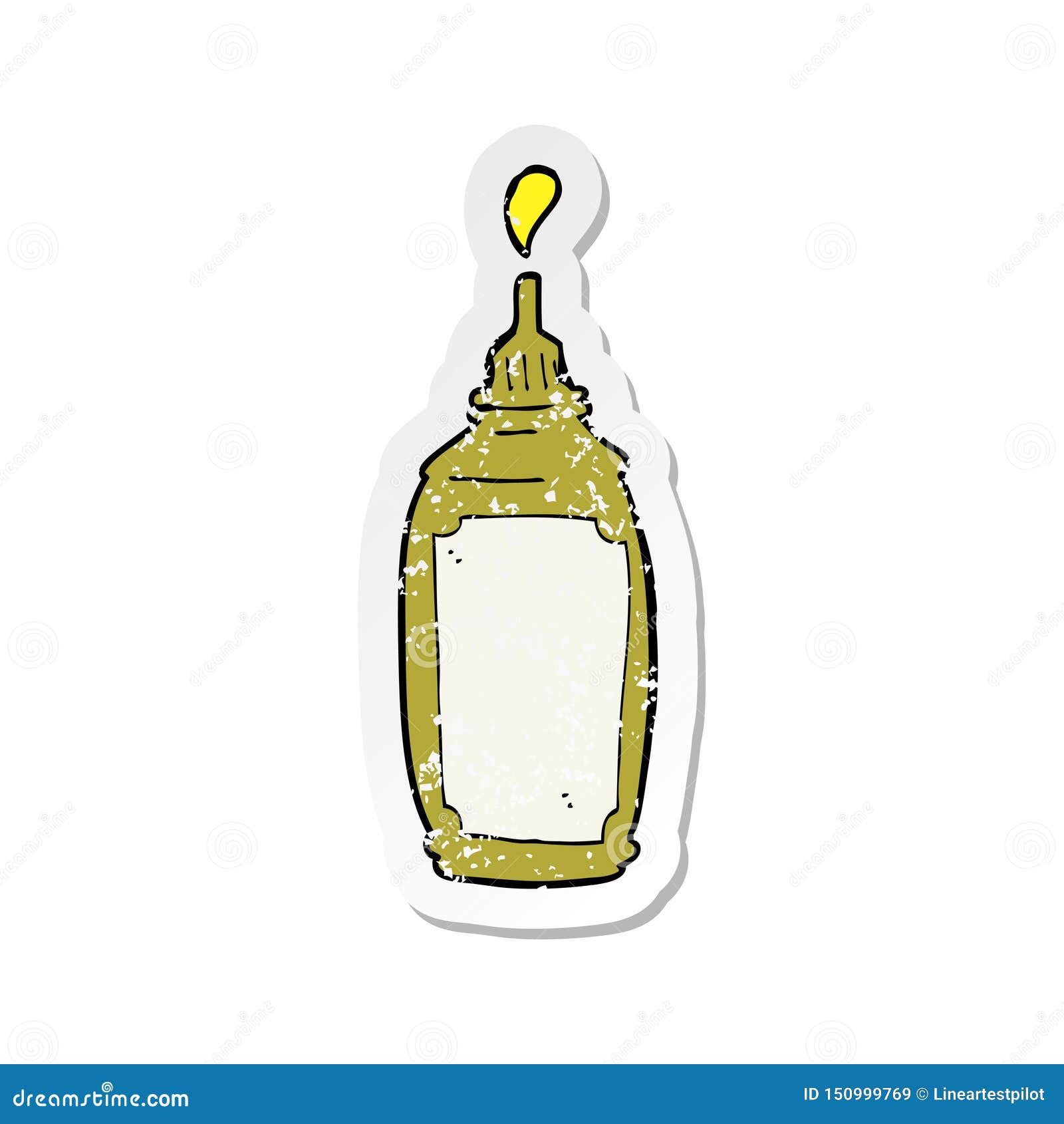 A Creative Retro Distressed Sticker of a Cartoon Mustard Bottle Stock ...