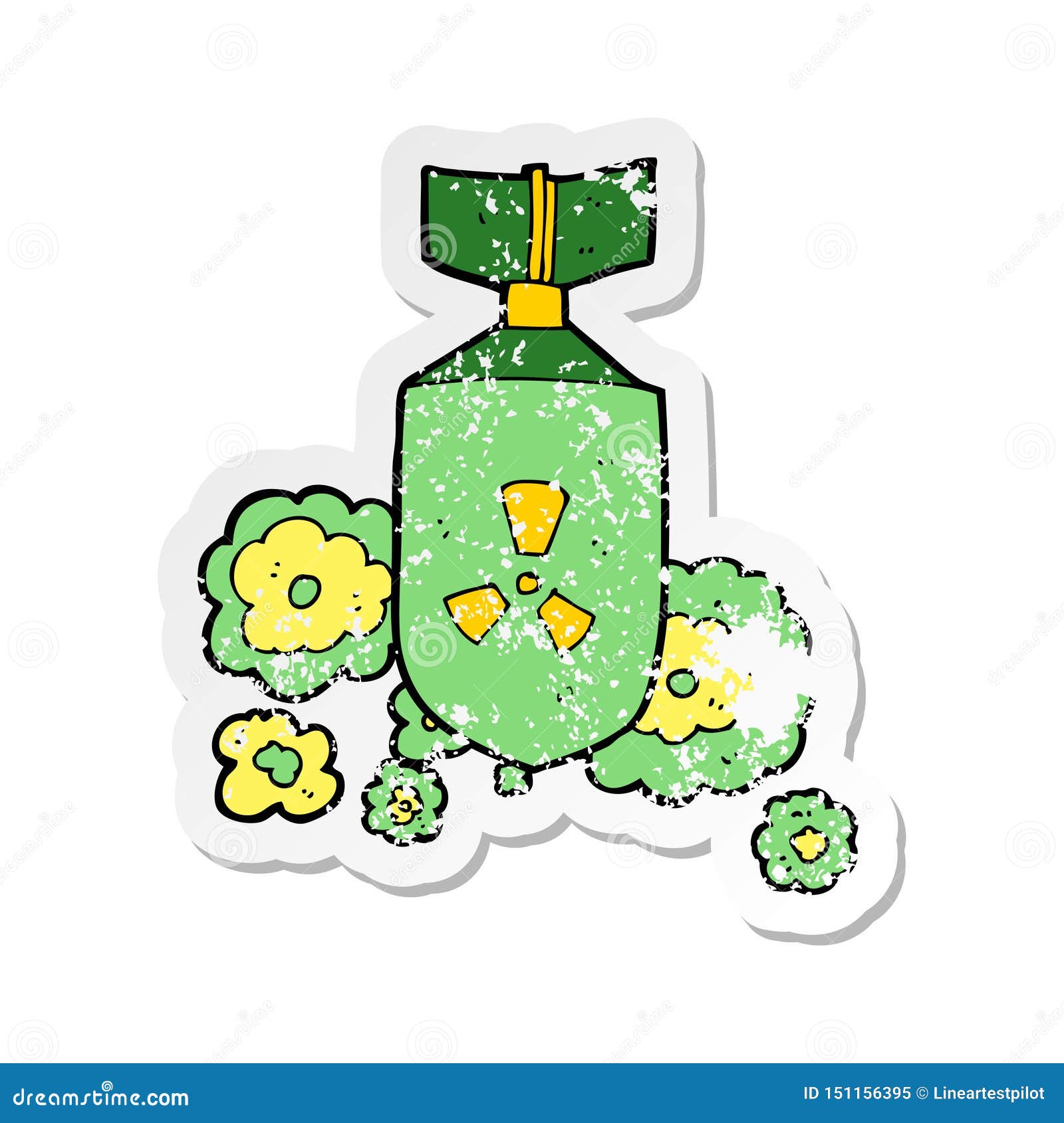 A Creative Retro Distressed Sticker of a Cartoon Nuclear Bomb Stock ...