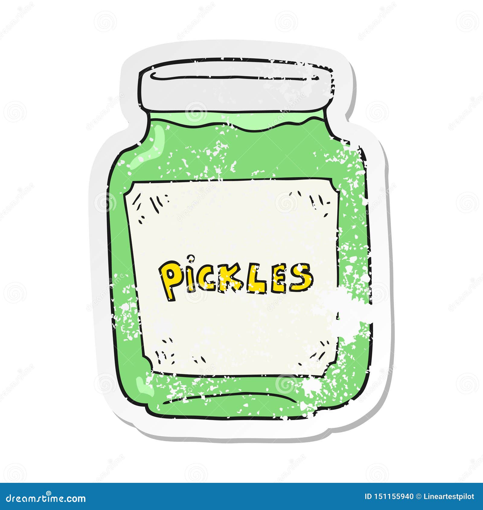 A Creative Retro Distressed Sticker of a Cartoon Pickle Jar Stock ...