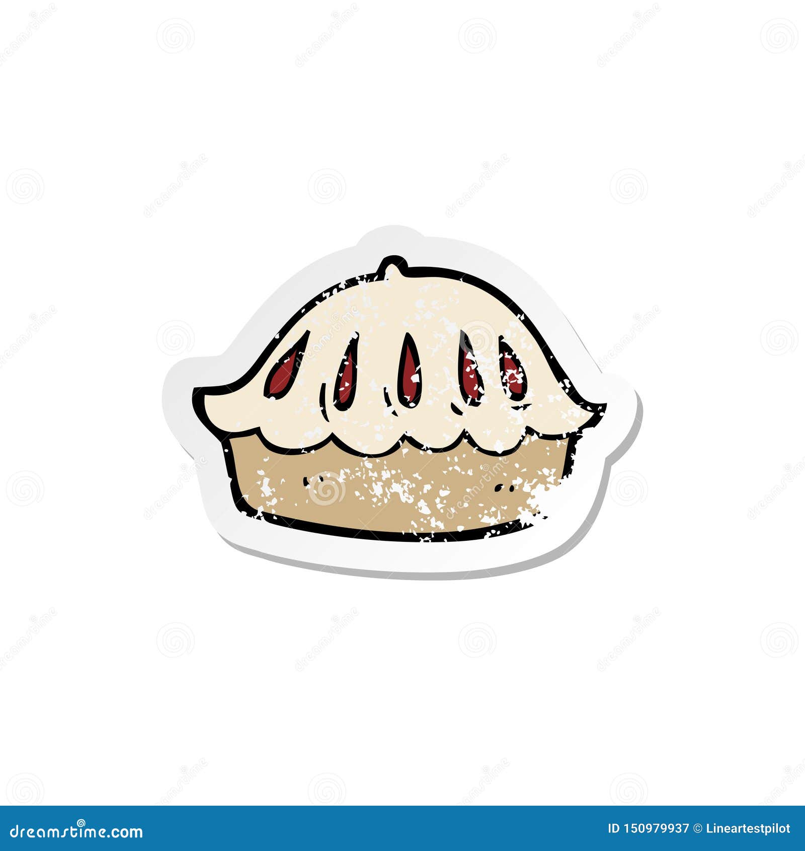 A Creative Retro Distressed Sticker of a Cartoon Pie Stock Vector ...