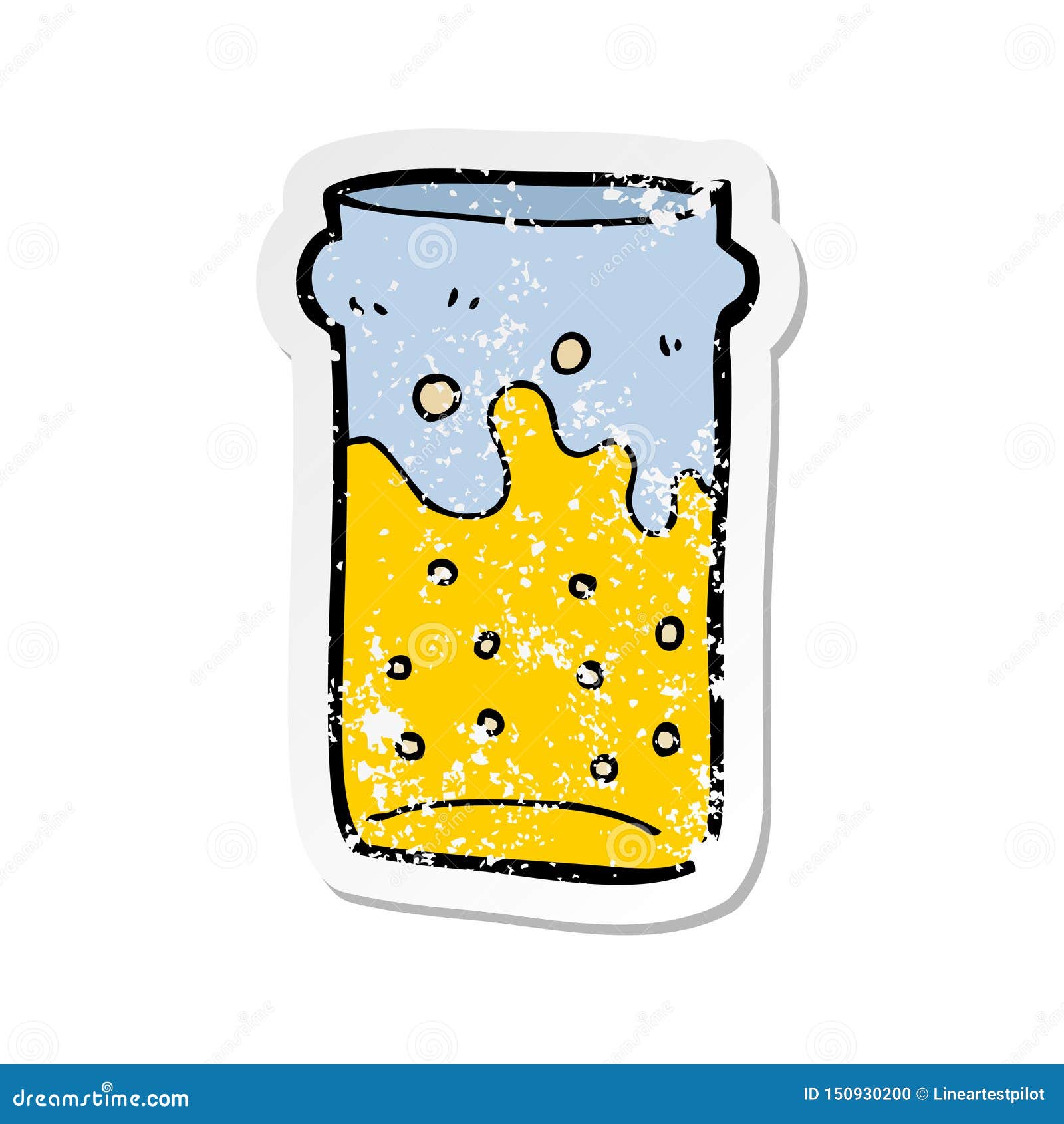A Creative Retro Distressed Sticker of a Cartoon Pint of Beer Stock ...