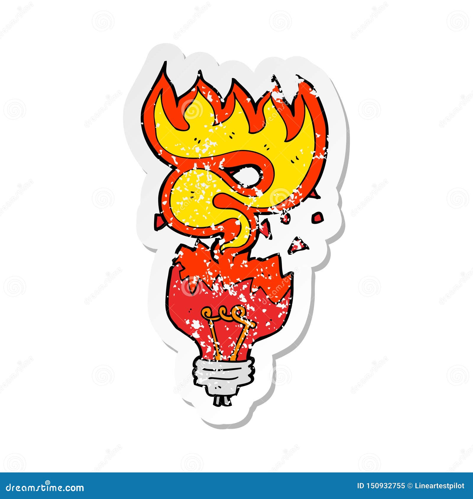 A Creative Retro Distressed Sticker of a Cartoon Red Light Bulb ...