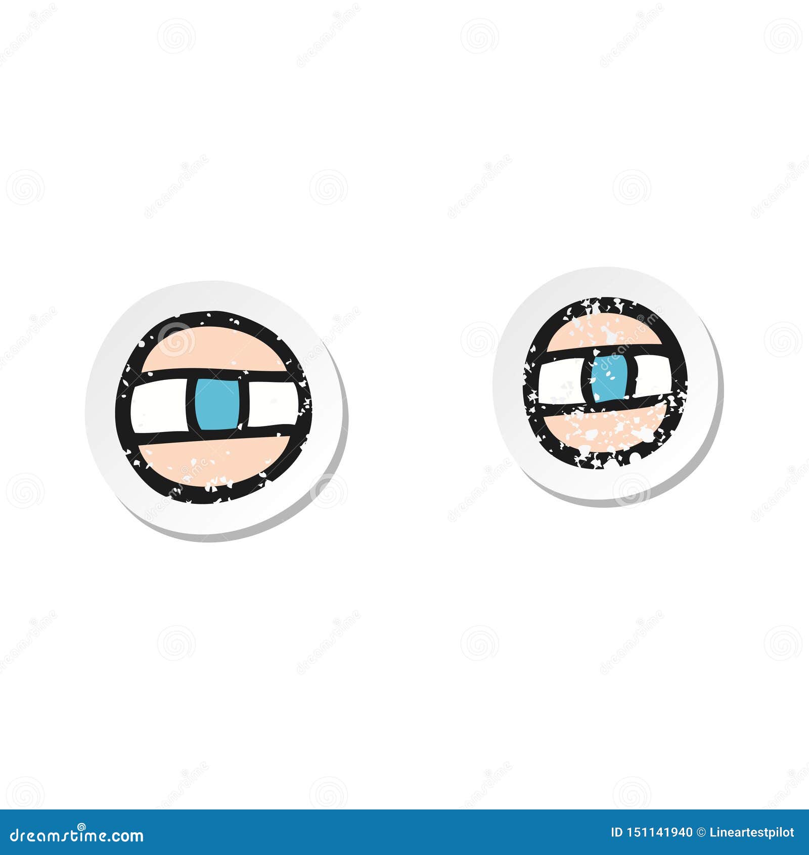 A Creative Retro Distressed Sticker of a Cartoon Scowling Eyes Stock ...