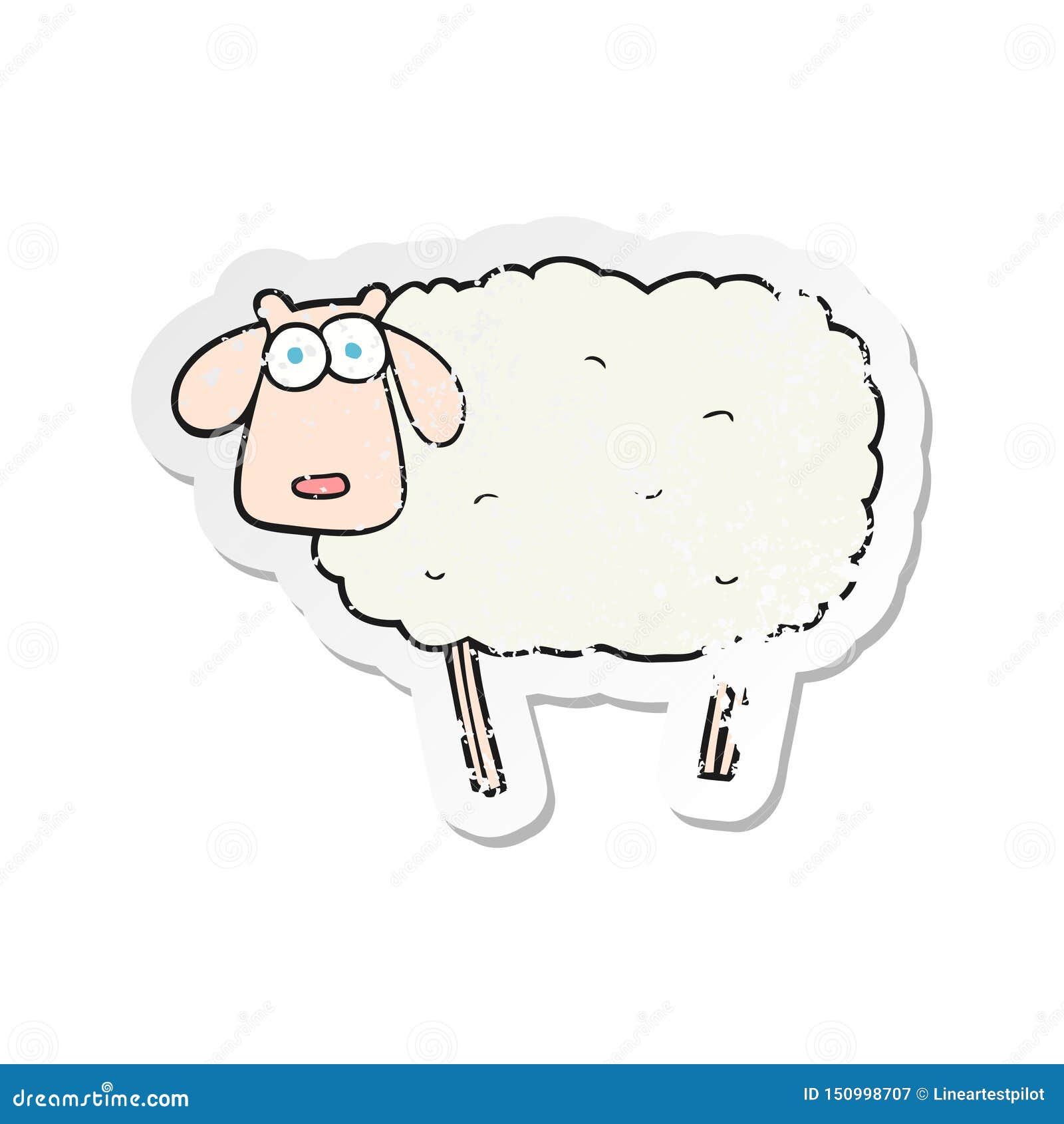 A Creative Retro Distressed Sticker of a Cartoon Sheep Stock Vector ...