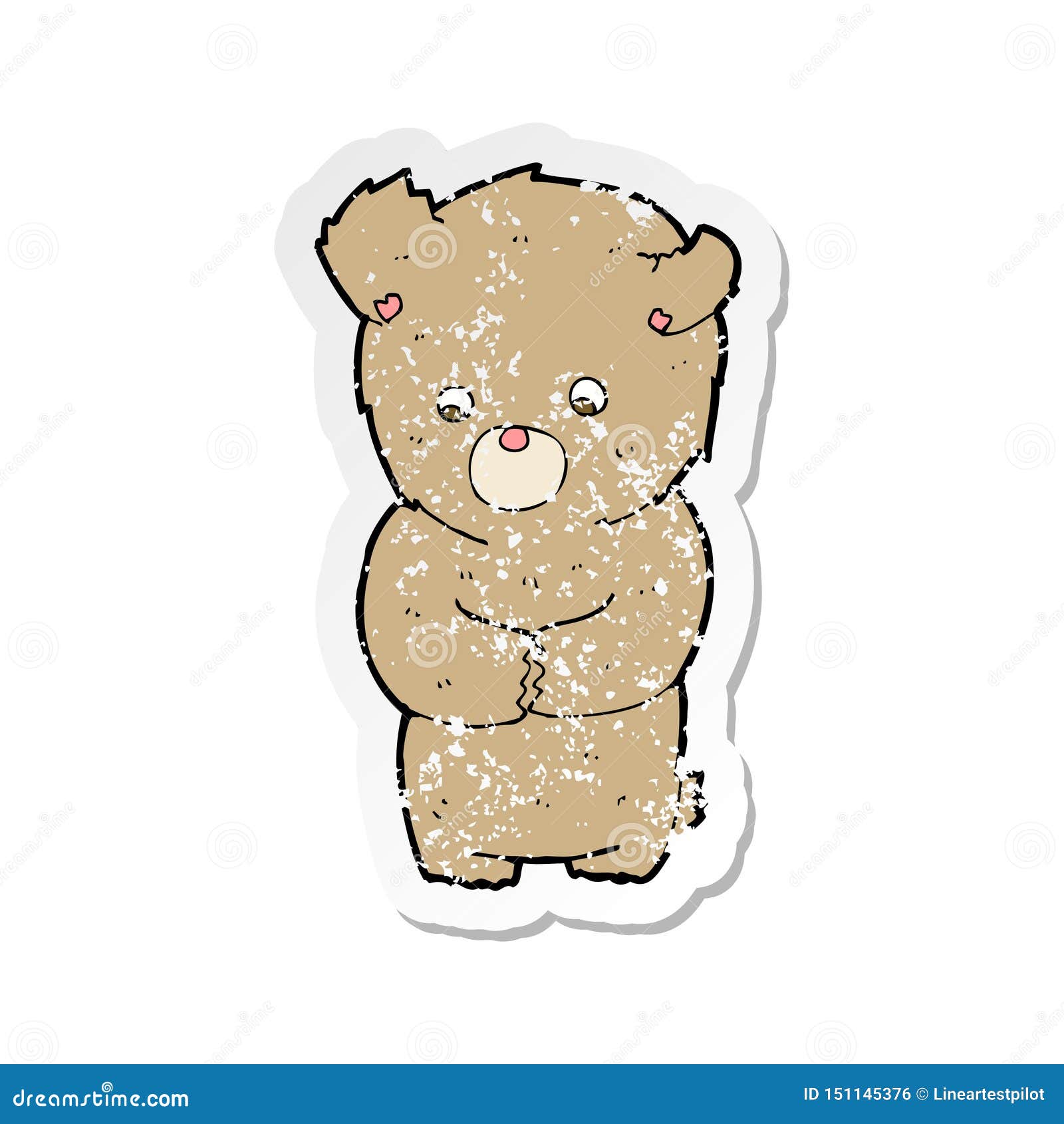 A Creative Retro Distressed Sticker of a Cartoon Shy Teddy Bear Stock ...