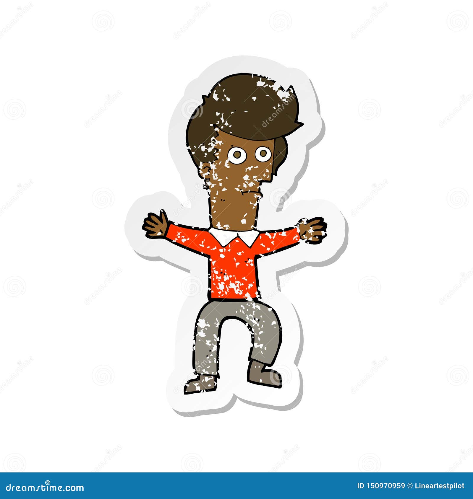 A Creative Retro Distressed Sticker of a Cartoon Startled Man Stock ...
