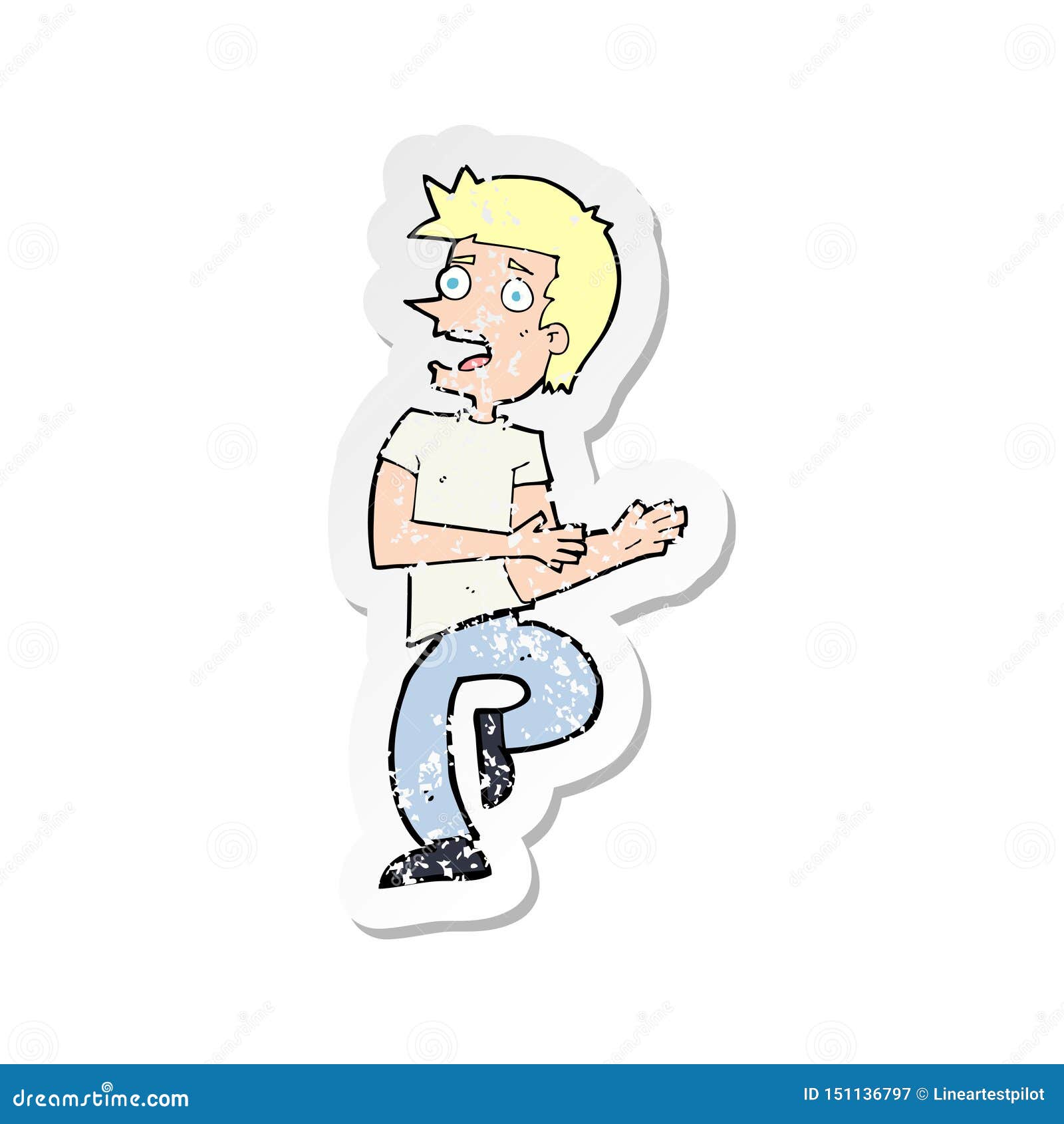 A Creative Retro Distressed Sticker of a Cartoon Stressed Out Man Stock ...