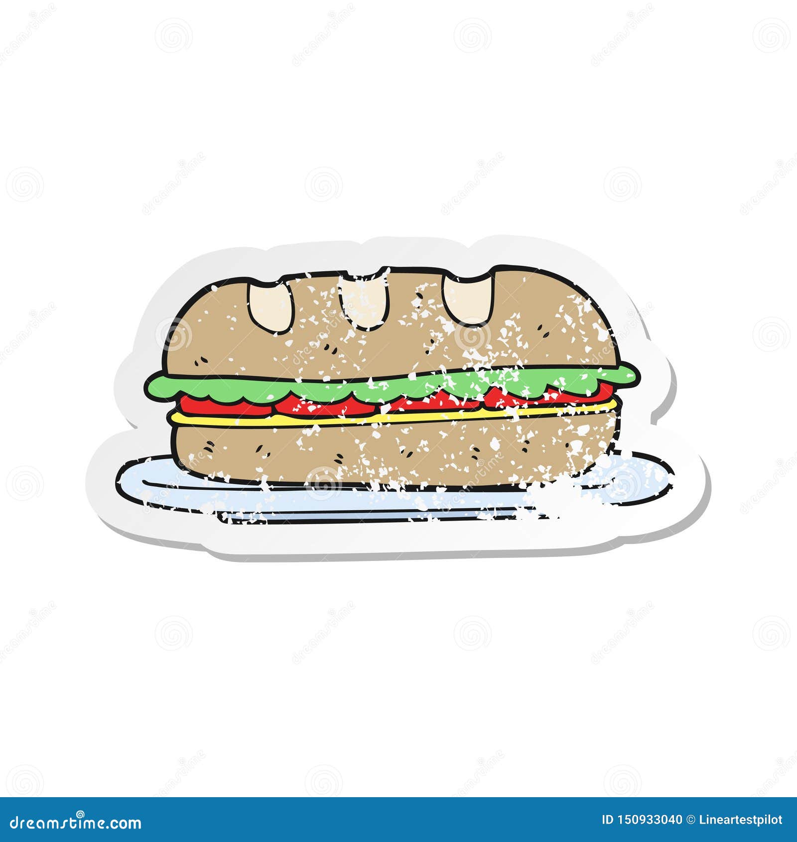 A Creative Retro Distressed Sticker of a Cartoon Sub Sandwich Stock ...