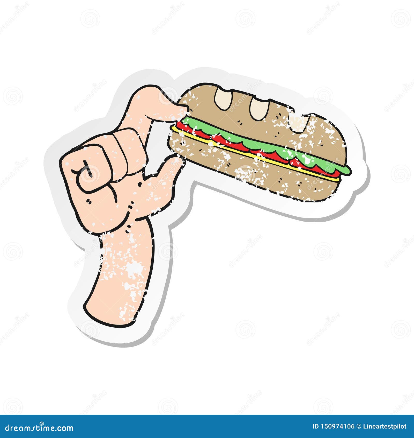 A Creative Retro Distressed Sticker of a Cartoon Sub Sandwich Stock ...