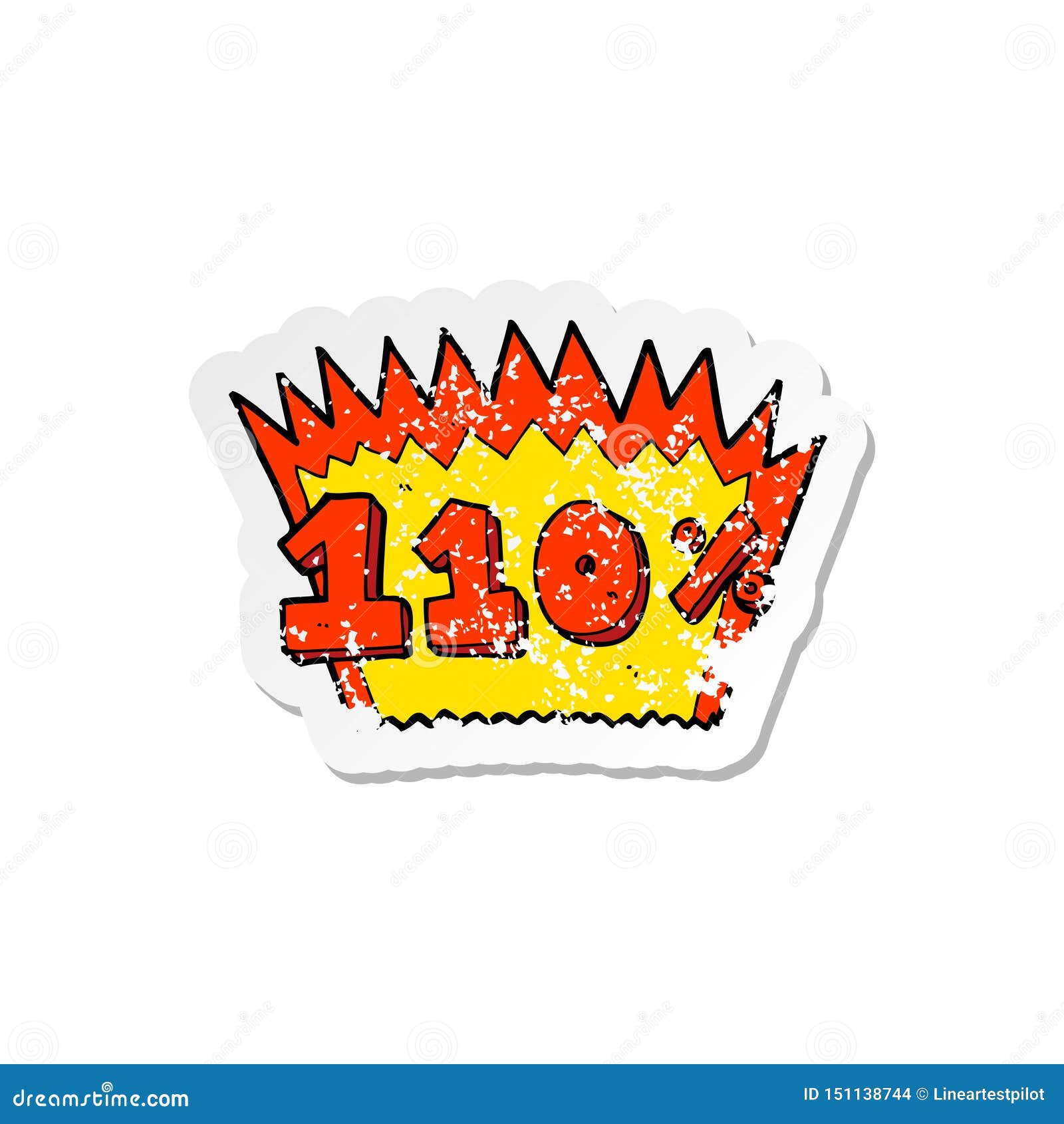 A Creative Retro Distressed Sticker Of A Cartoon 110 Symbol Stock ...