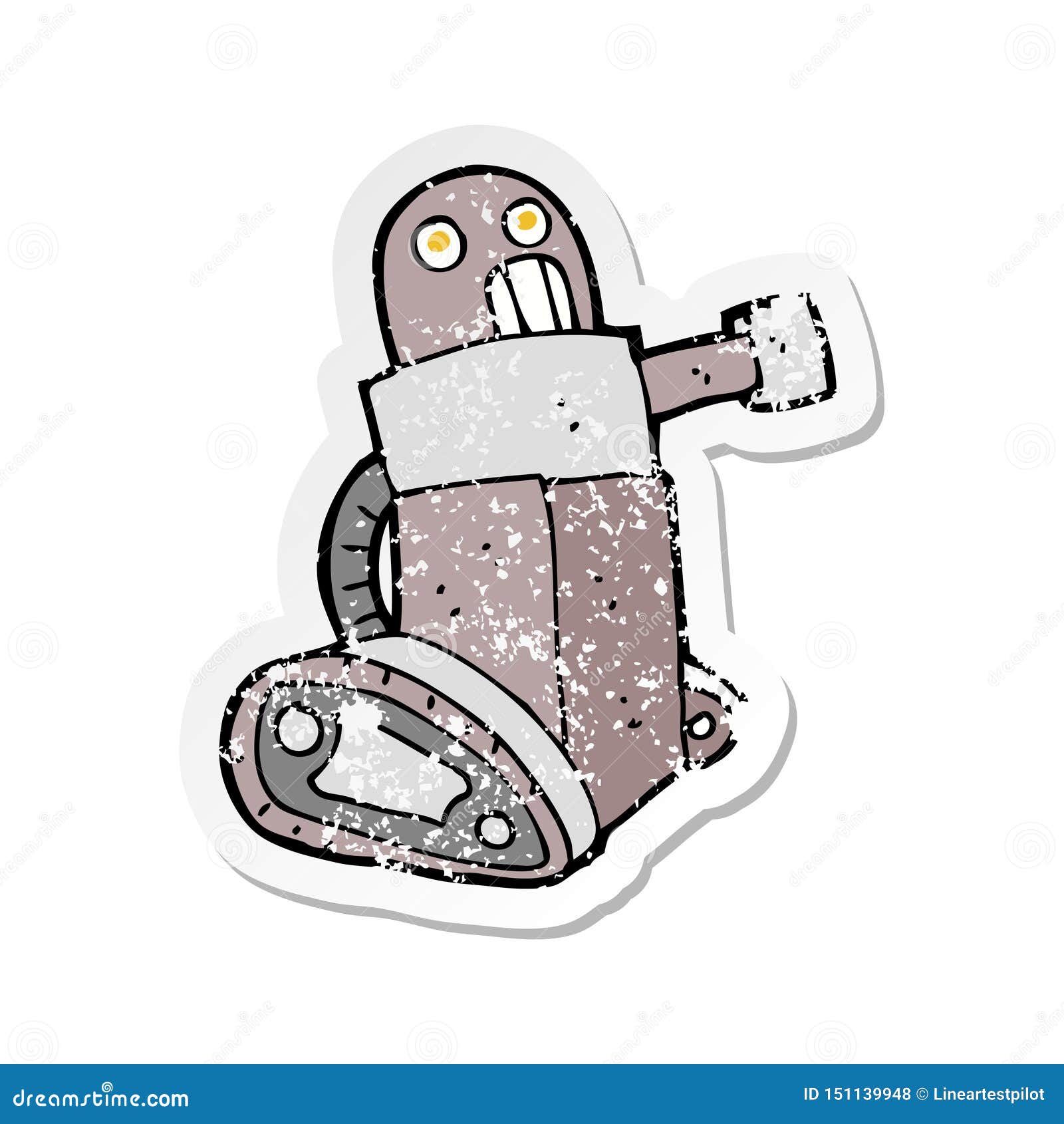A Creative Retro Distressed Sticker of a Cartoon Tank Robot Stock ...