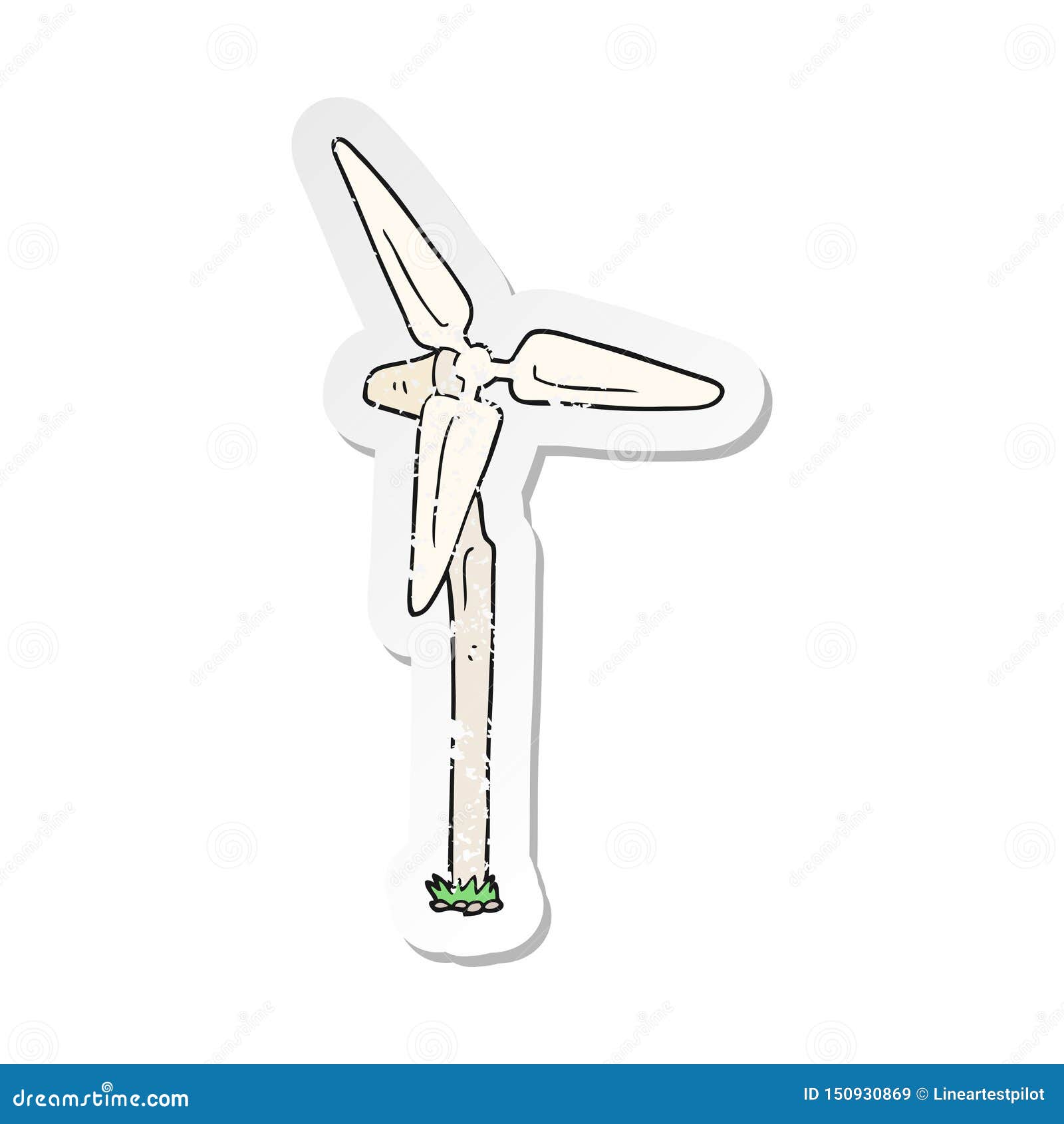 A Creative Retro Distressed Sticker of a Cartoon Wind Farm Windmill ...