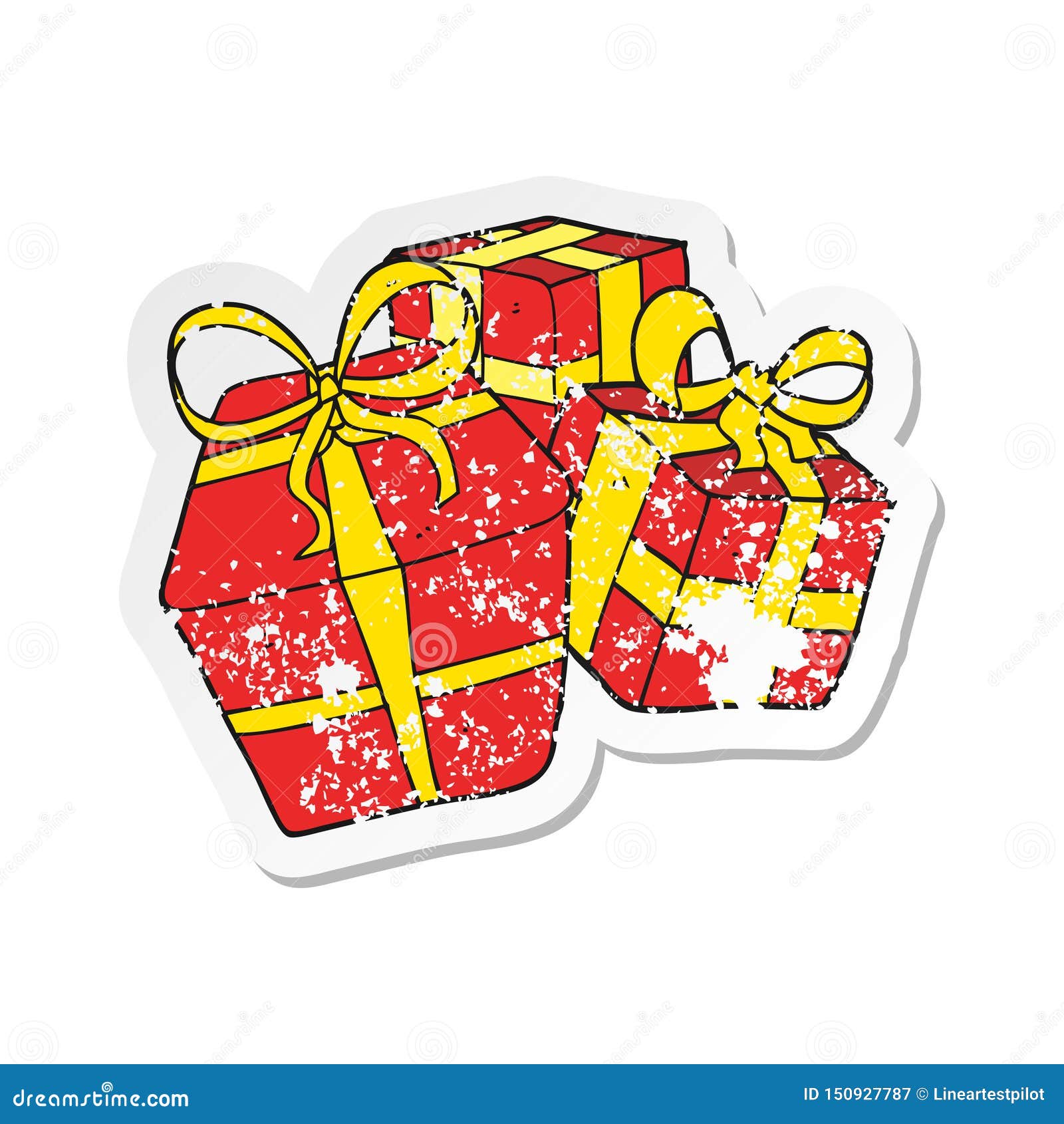 A Creative Retro Distressed Sticker of a Cartoon Wrapped Present Stock ...