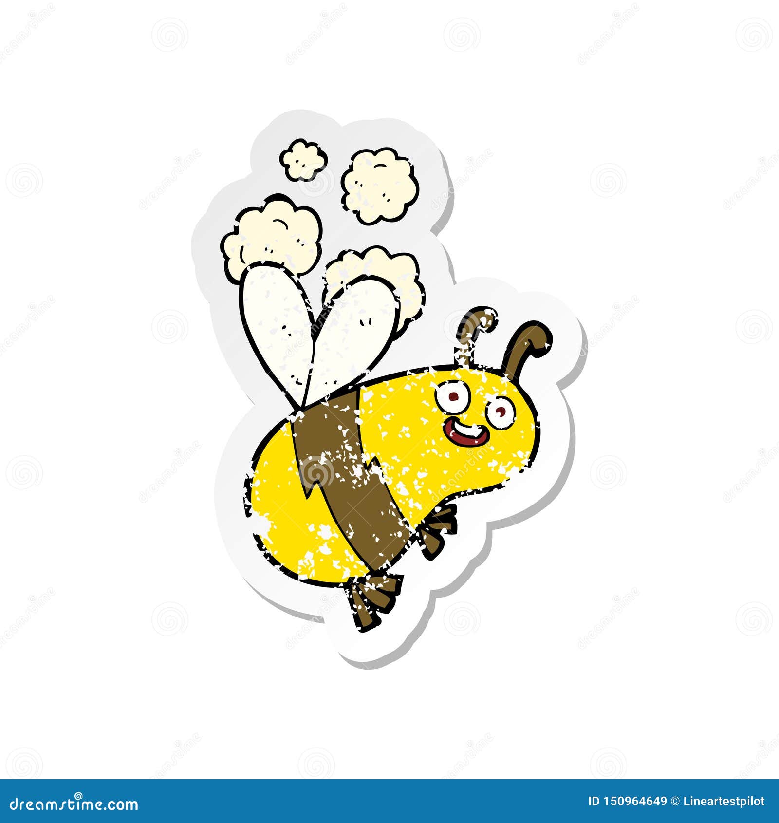A Creative Retro Distressed Sticker of a Funny Cartoon Bee Stock Vector ...