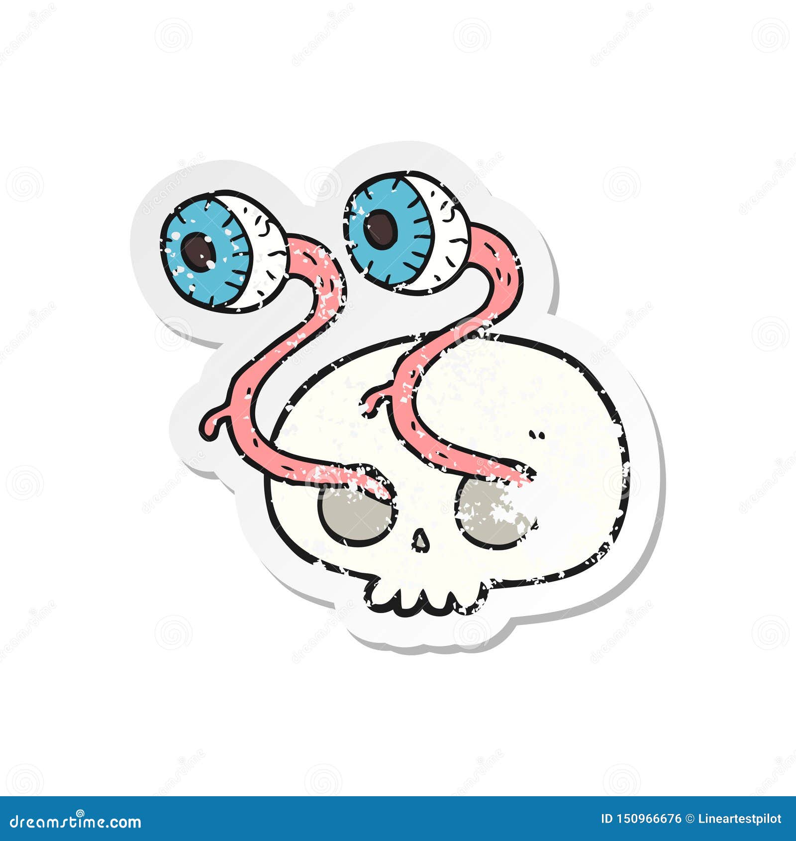 A Creative Retro Distressed Sticker of a Gross Cartoon Eyeball Skull ...