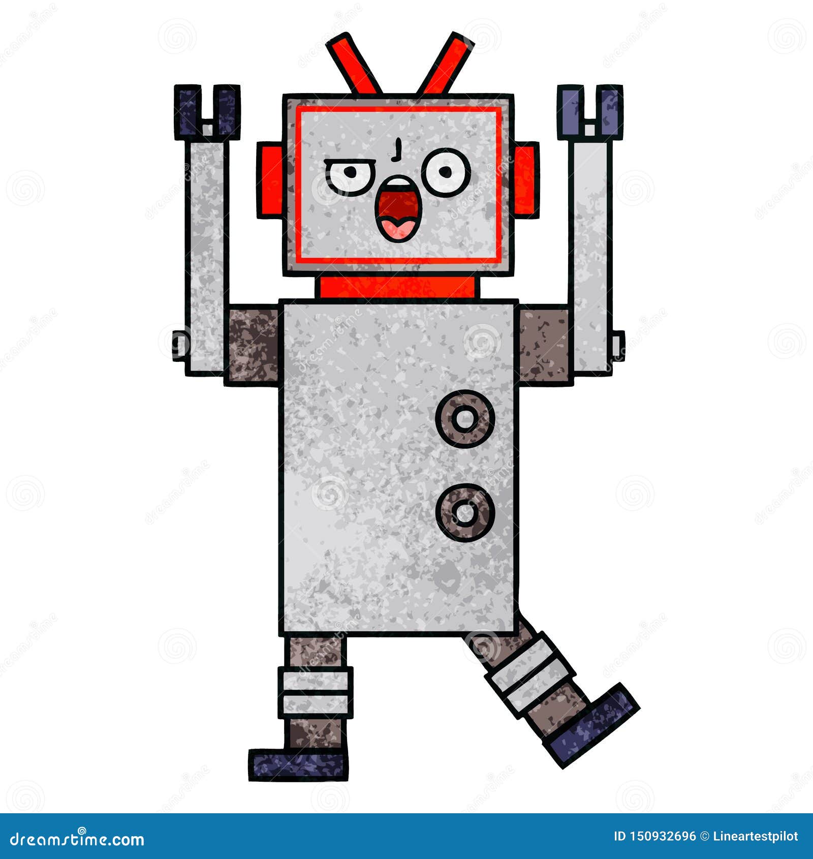 A Creative Retro Grunge Texture Cartoon Angry Robot Stock Vector ...