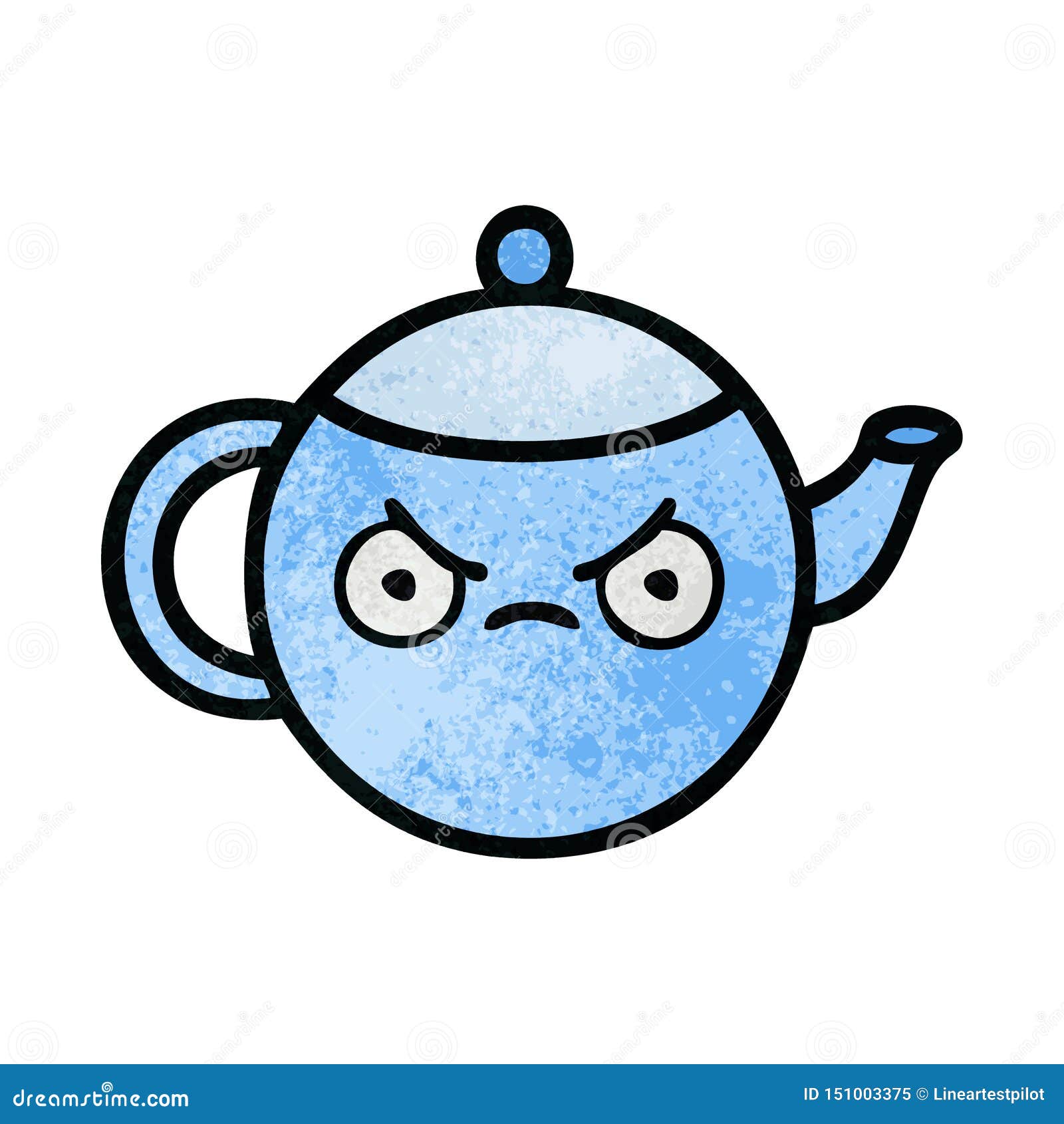 A Creative Retro Grunge Texture Cartoon Angry Tea Pot Stock Vector ...