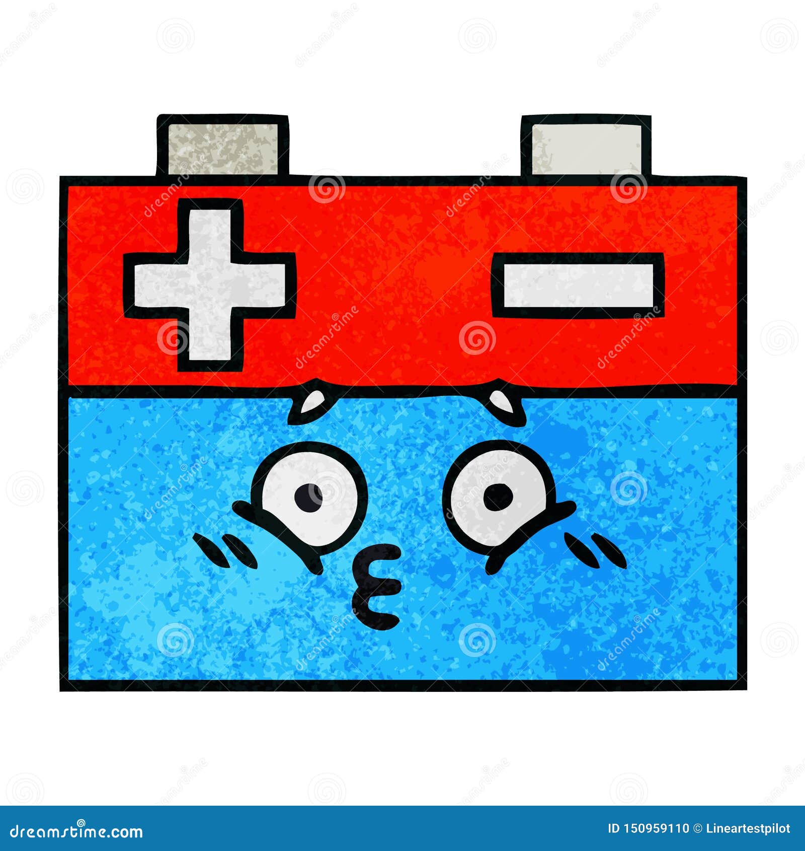 A Creative Retro Grunge Texture Cartoon Car Battery Stock Vector ...