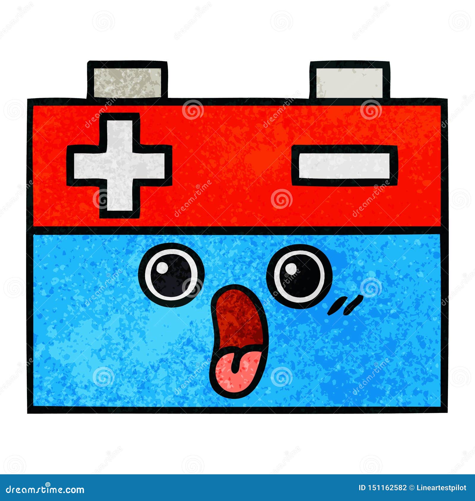 A Creative Retro Grunge Texture Cartoon Car Battery Stock Vector ...