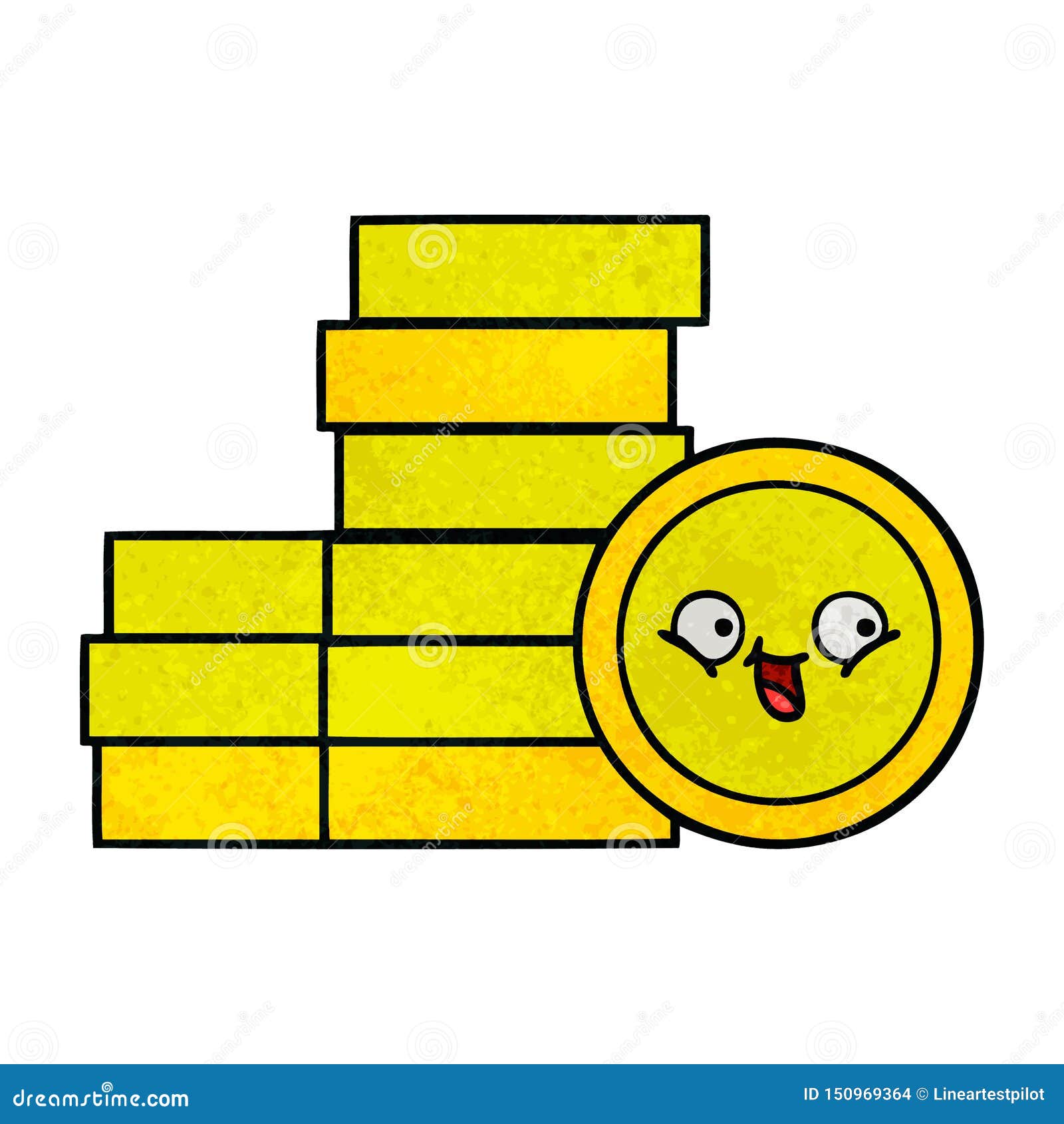 A Creative Retro Grunge Texture Cartoon Coins Stock Vector ...