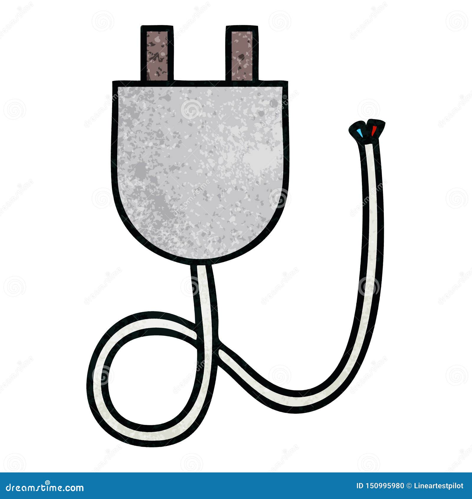 A Creative Retro Grunge Texture Cartoon Electrical Plug Stock Vector ...