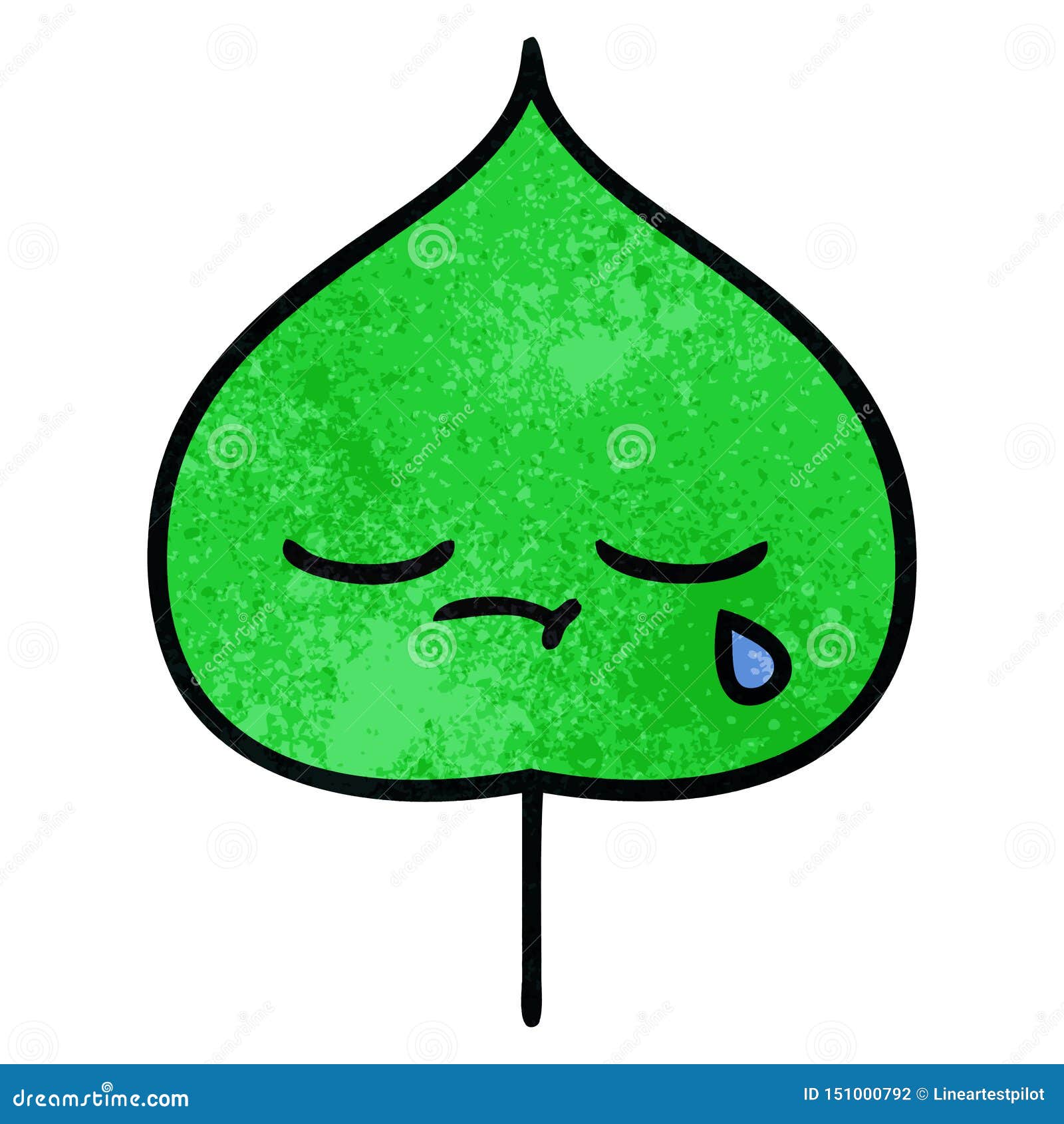 A Creative Retro Grunge Texture Cartoon Expressional Leaf Stock Vector ...