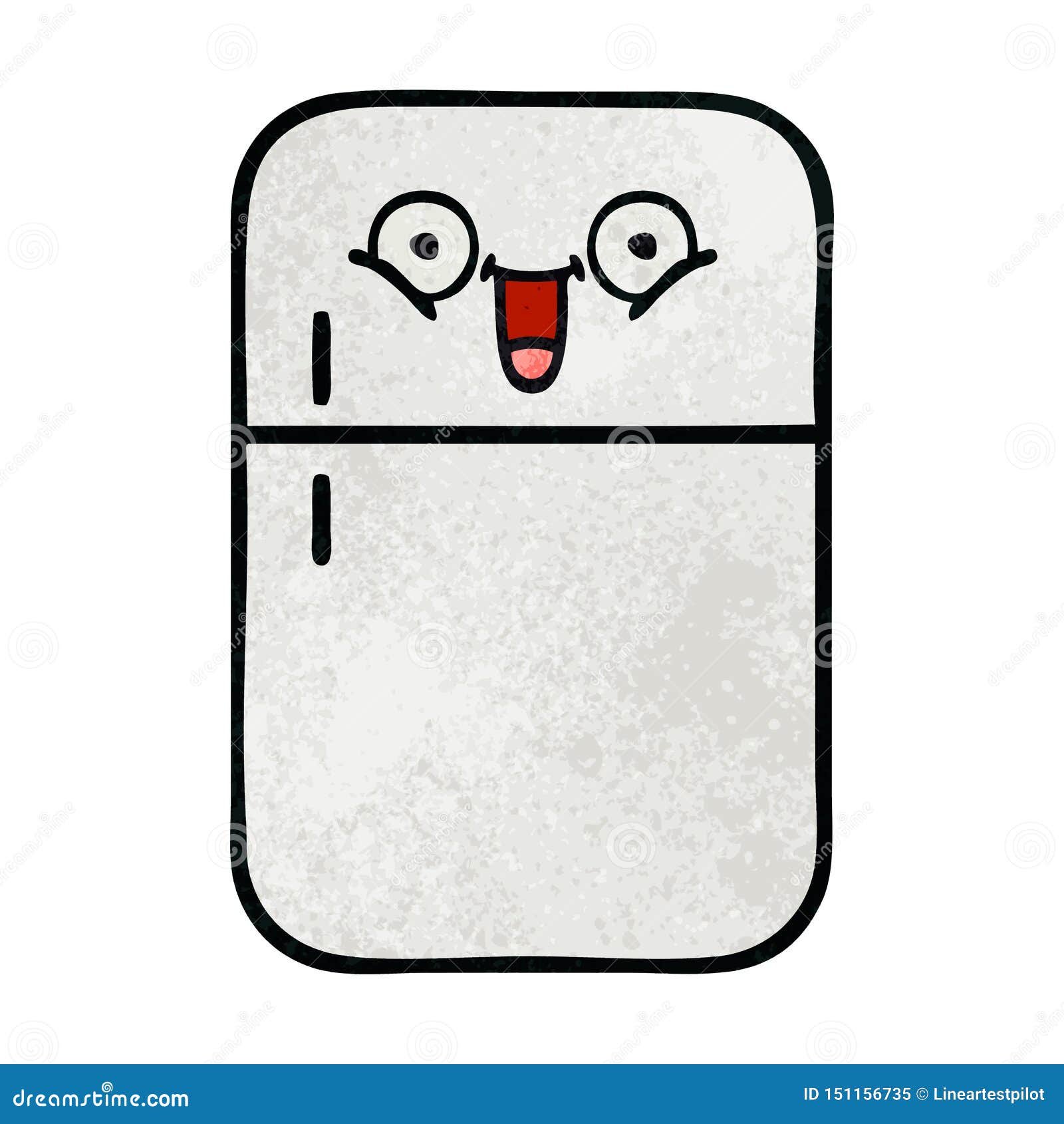 A Creative Retro Grunge Texture Cartoon Fridge Freezer Stock Vector ...