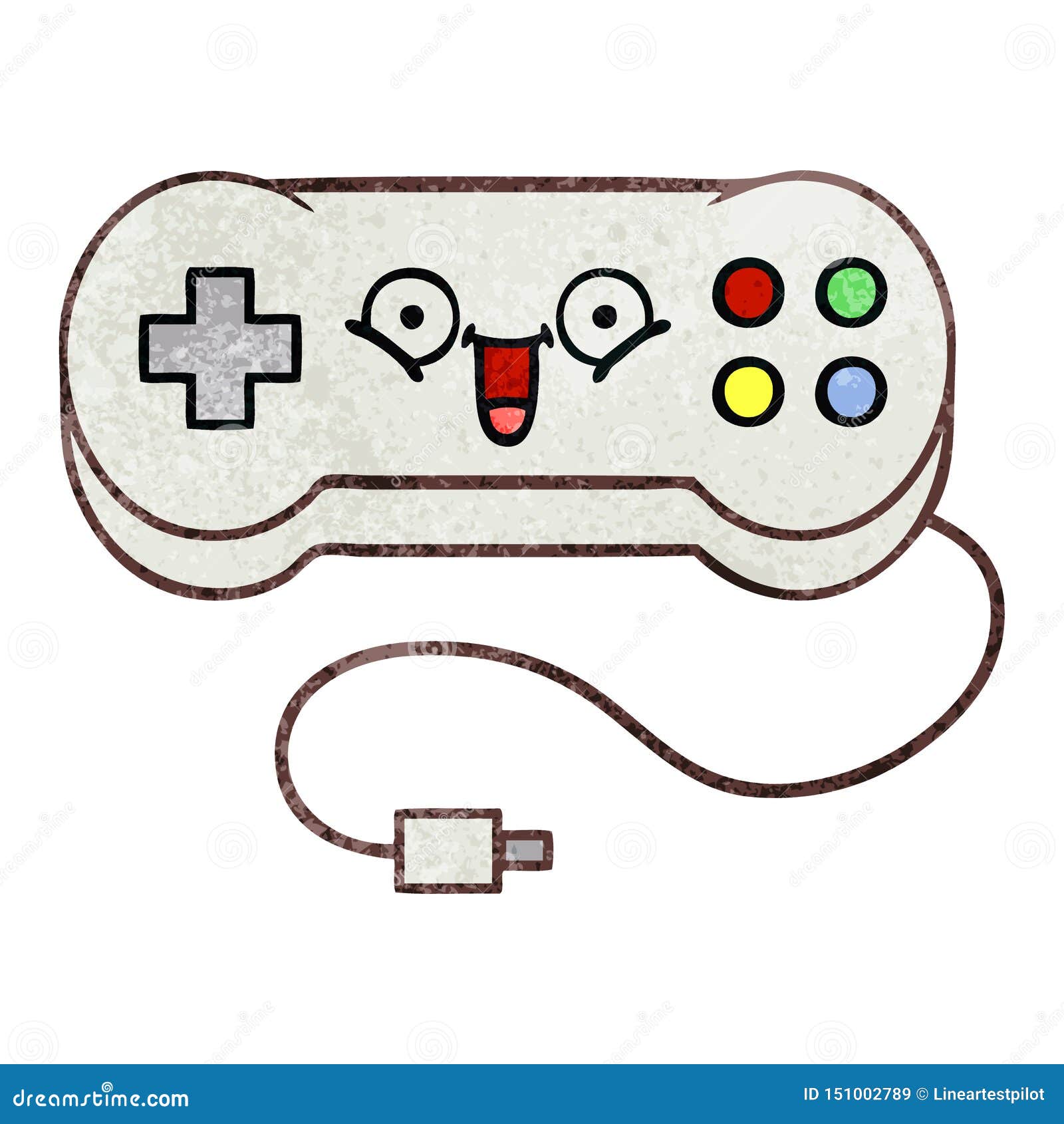 A Creative Retro Grunge Texture Cartoon Game Controller Stock Vector ...