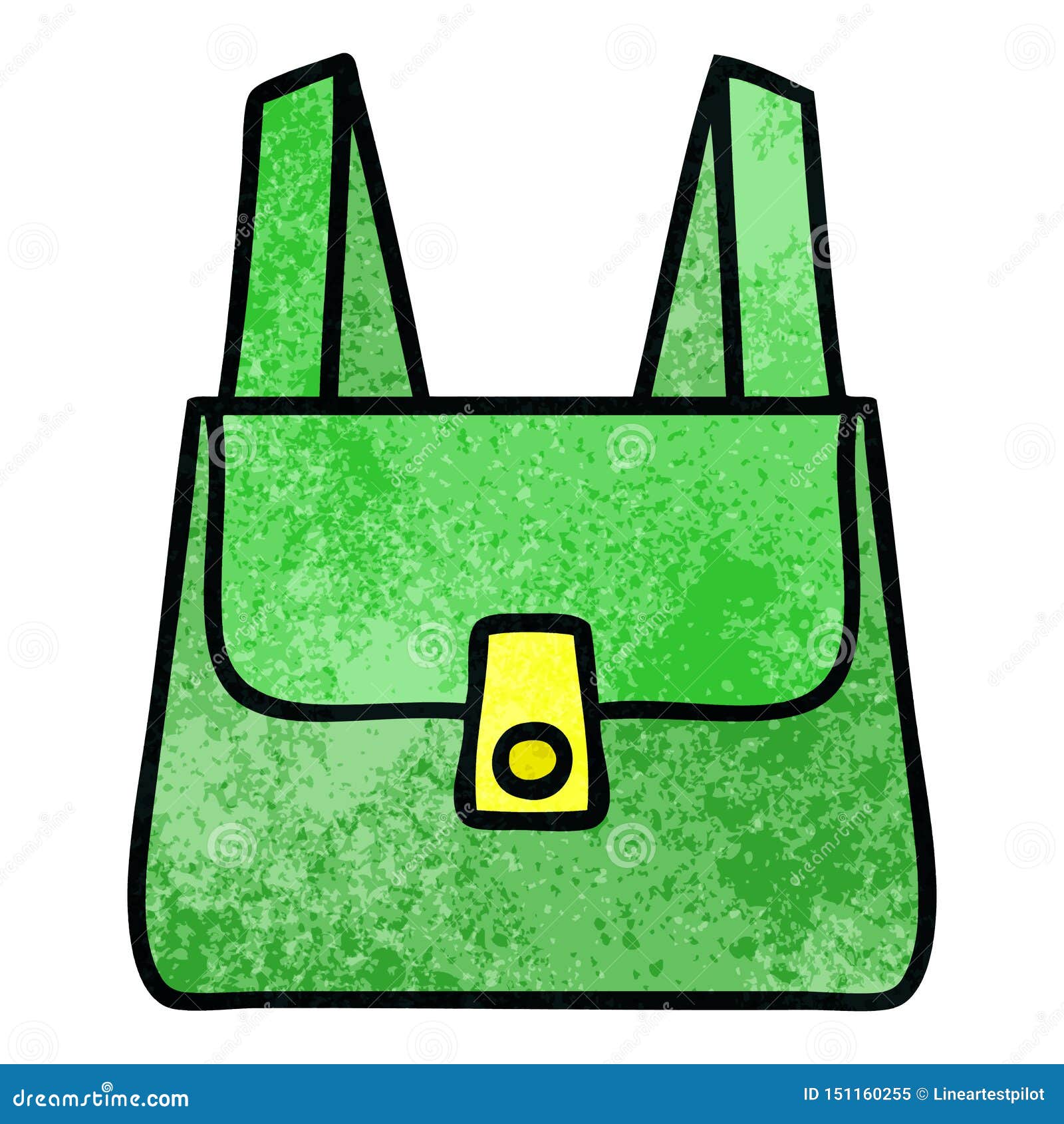 A Creative Retro Grunge Texture Cartoon Green Bag Stock Vector ...