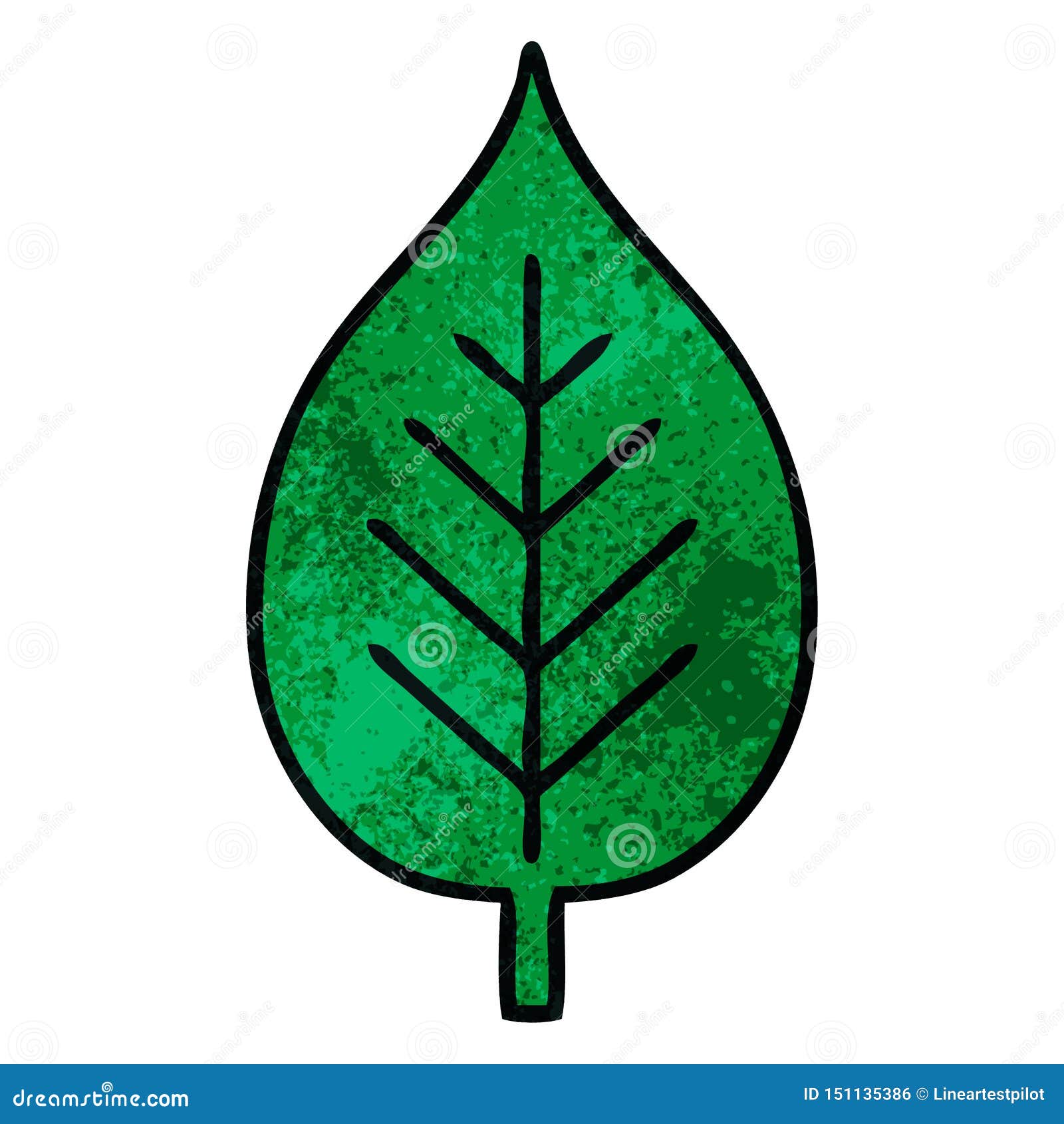 A Creative Retro Grunge Texture Cartoon Green Leaf Stock Vector ...