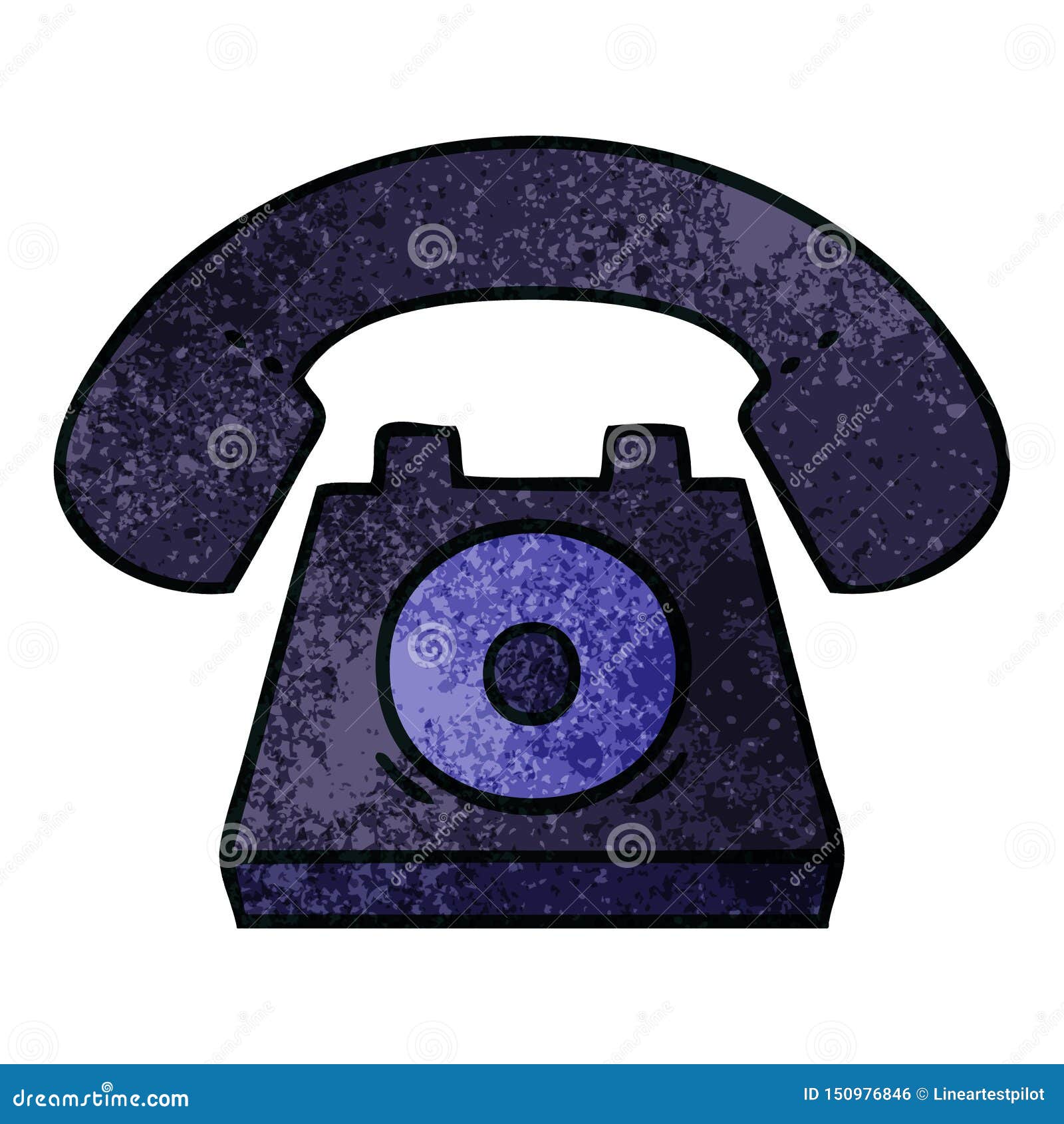 A Creative Retro Grunge Texture Cartoon Old Telephone Stock Vector ...