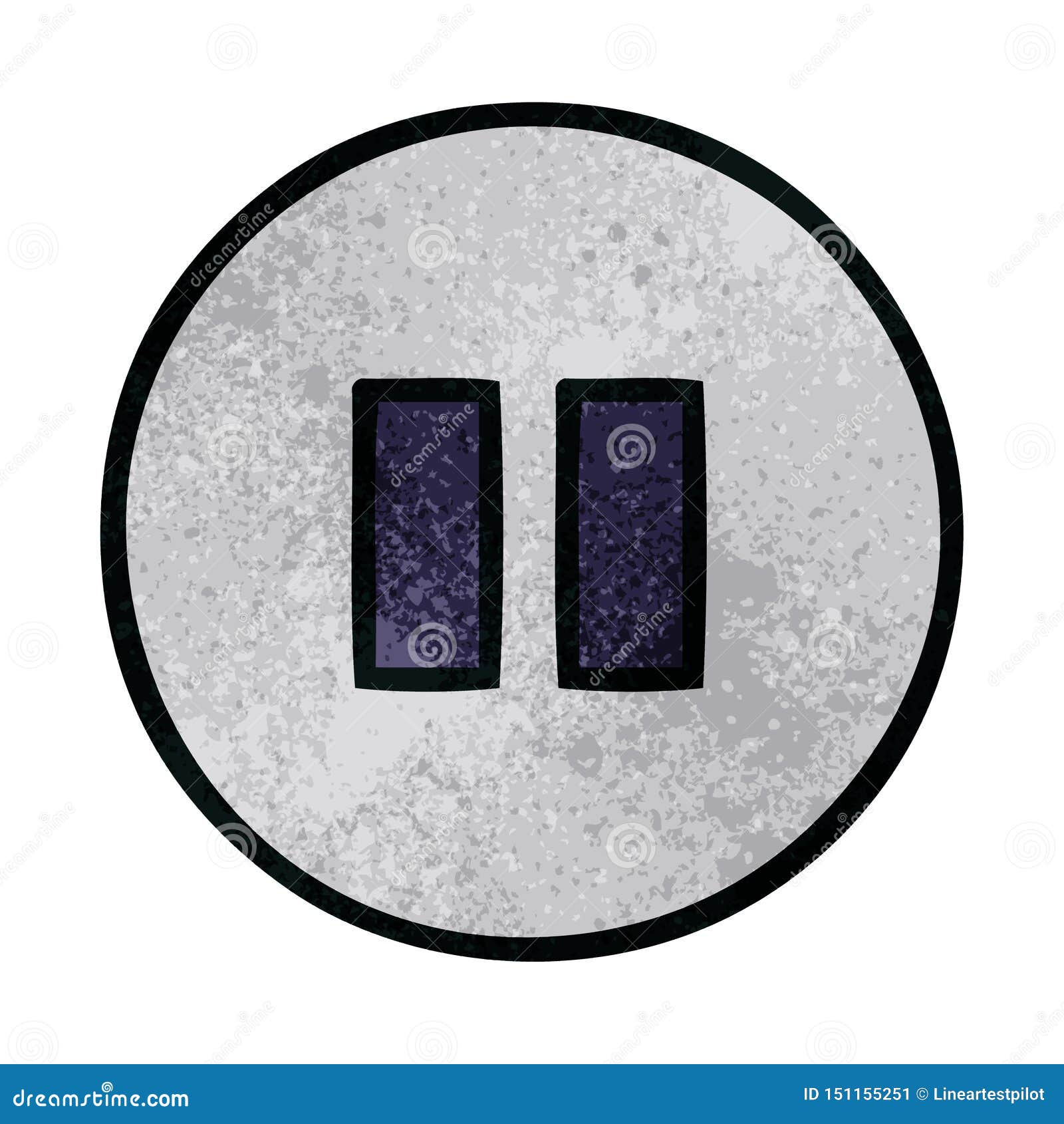 A Creative Retro Grunge Texture Cartoon Pause Button Stock Vector ...
