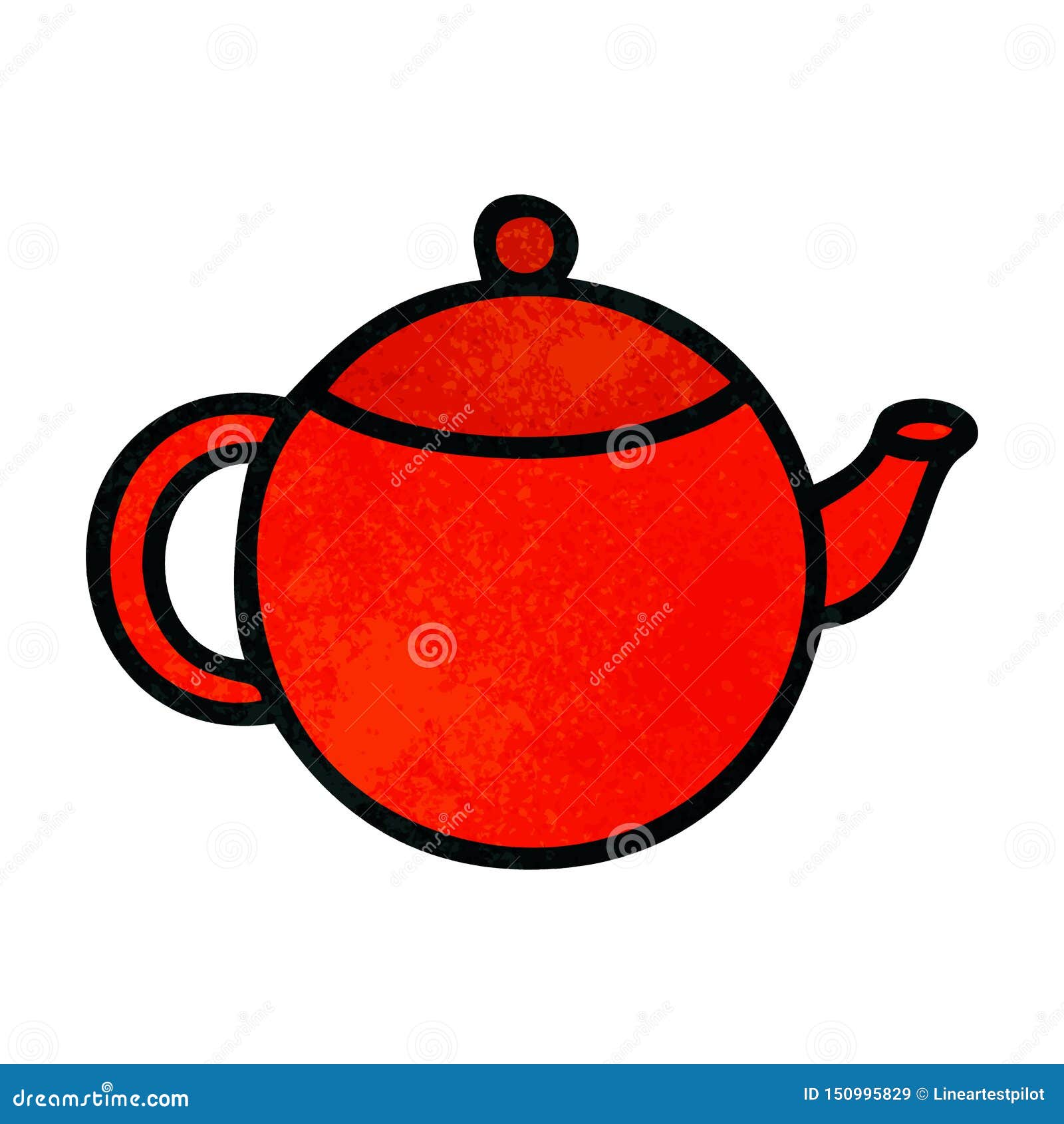 A Creative Retro Grunge Texture Cartoon Red Tea Pot Stock Vector ...