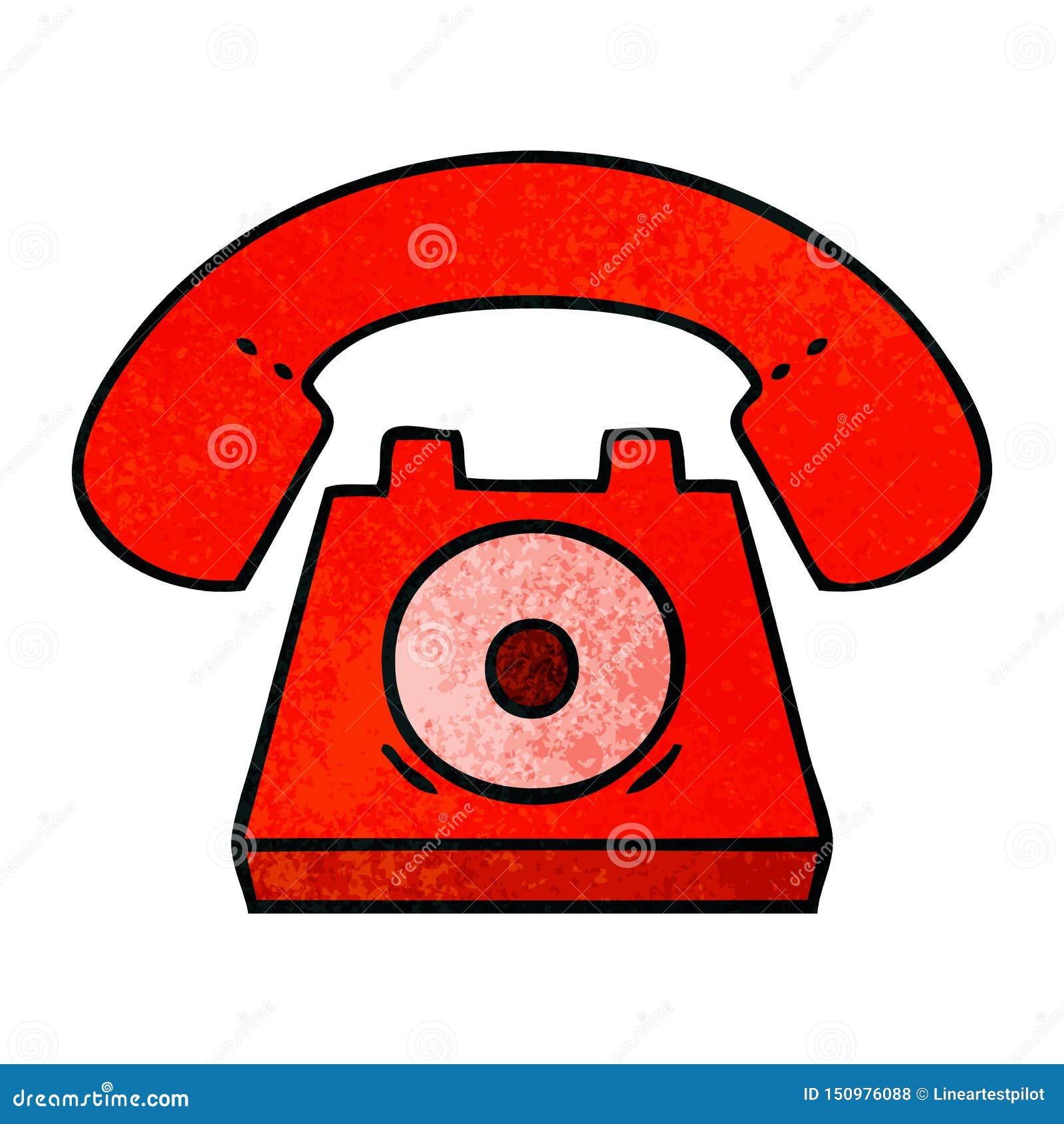 A Creative Retro Grunge Texture Cartoon Red Telephone Stock Vector ...