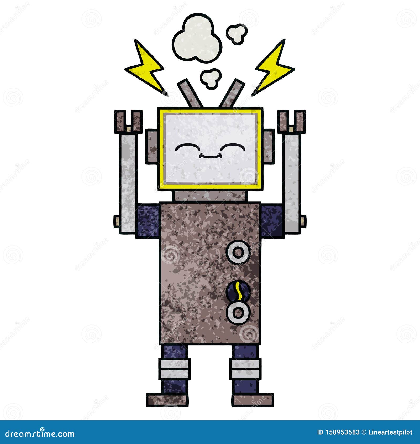 A Creative Retro Grunge Texture Cartoon Robot Stock Vector ...