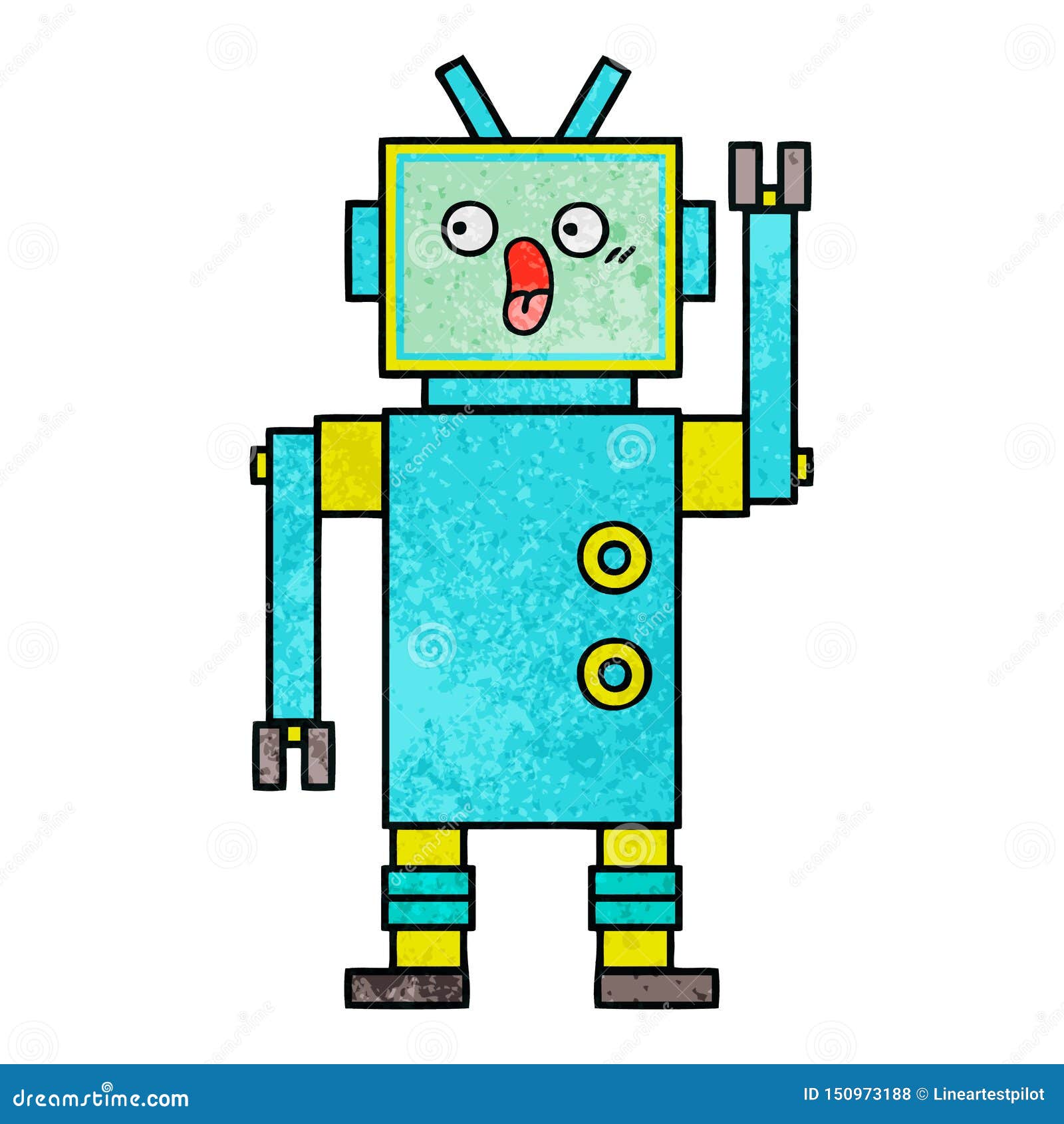 A Creative Retro Grunge Texture Cartoon Robot Stock Vector ...