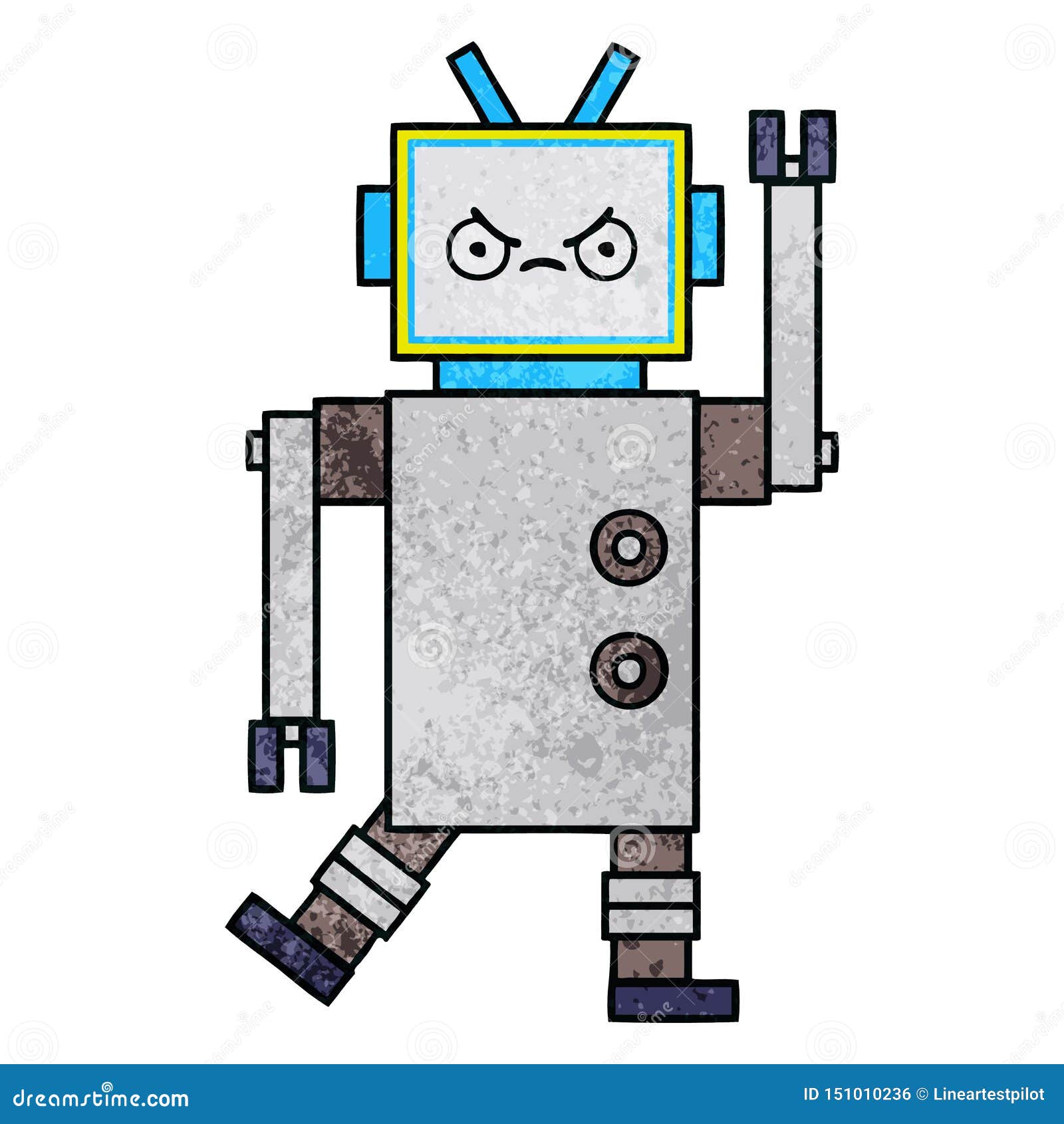A Creative Retro Grunge Texture Cartoon Robot Stock Vector ...